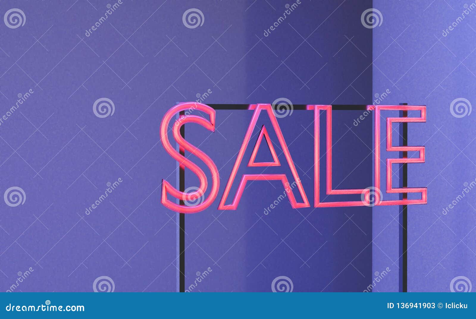 3d Rendering of a Red Sale Sign in a Blue Store Stock Illustration ...