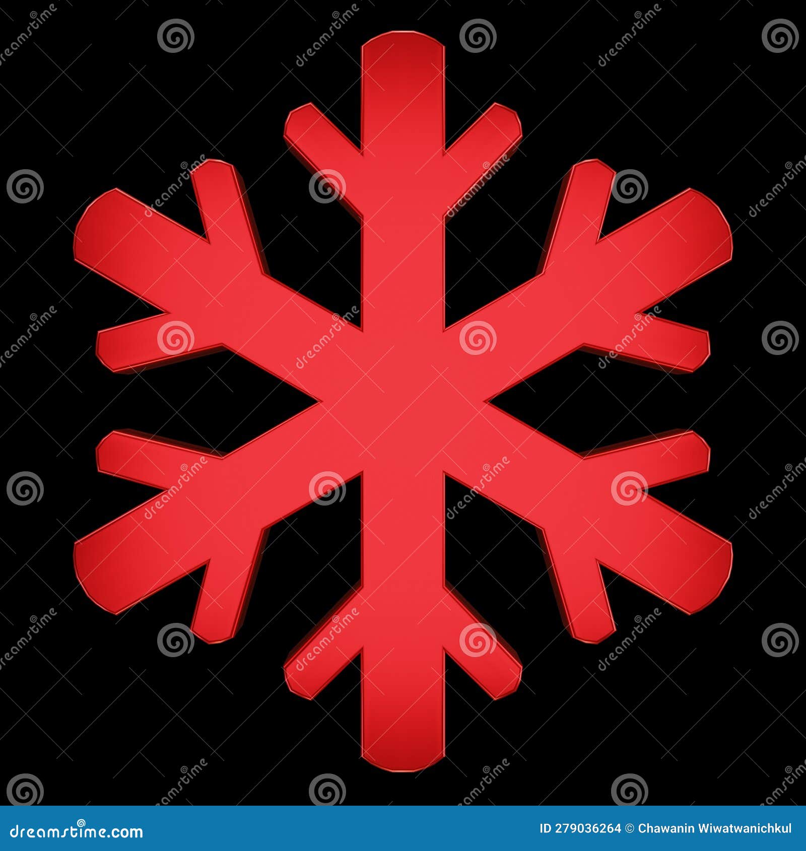 3d Rendering of Red Shiny Metal Snowflake Isolated. Stock Photo ...