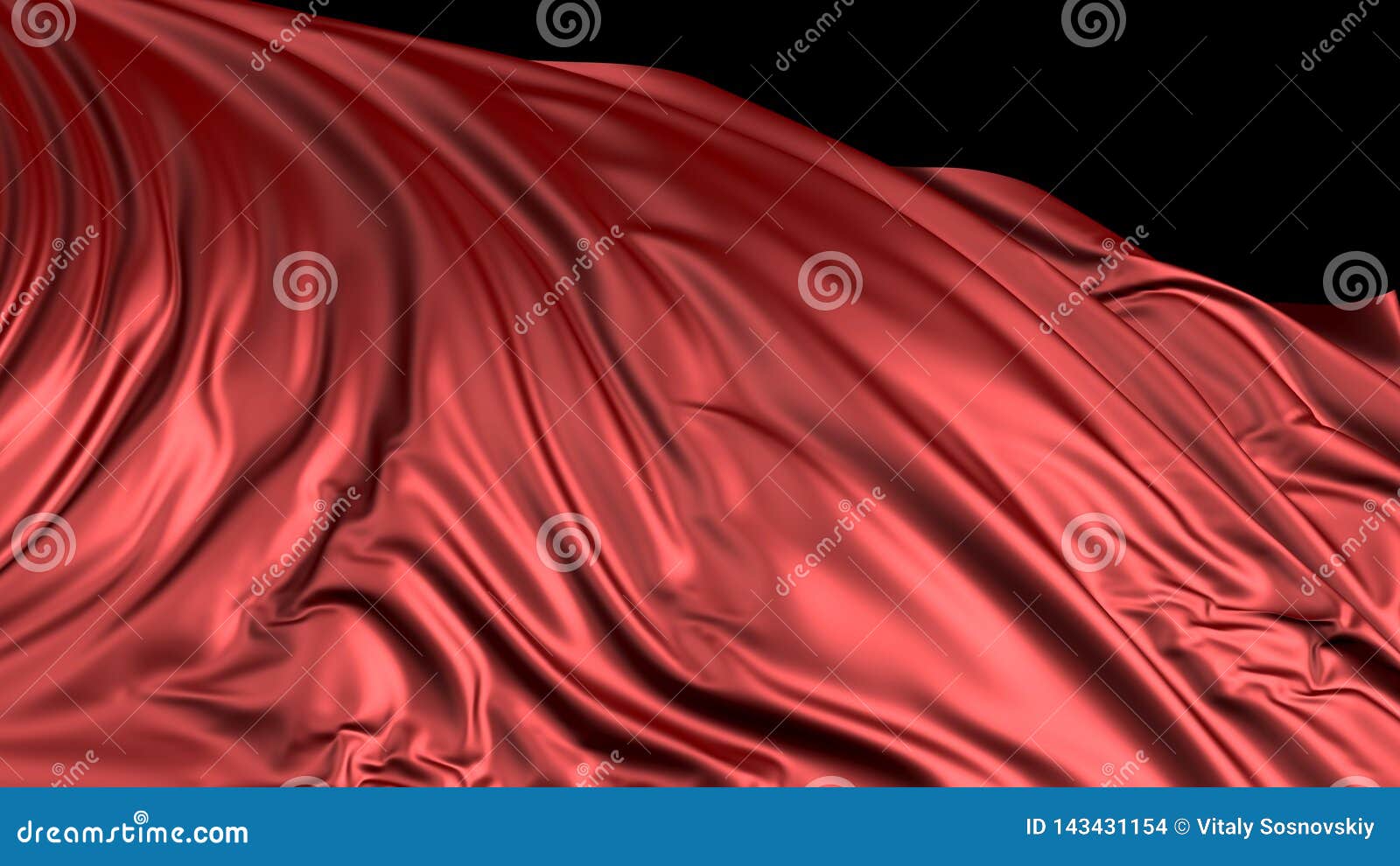 3D Rendering of Red Silk. the Fabric Develops Smoothly in the Wind ...