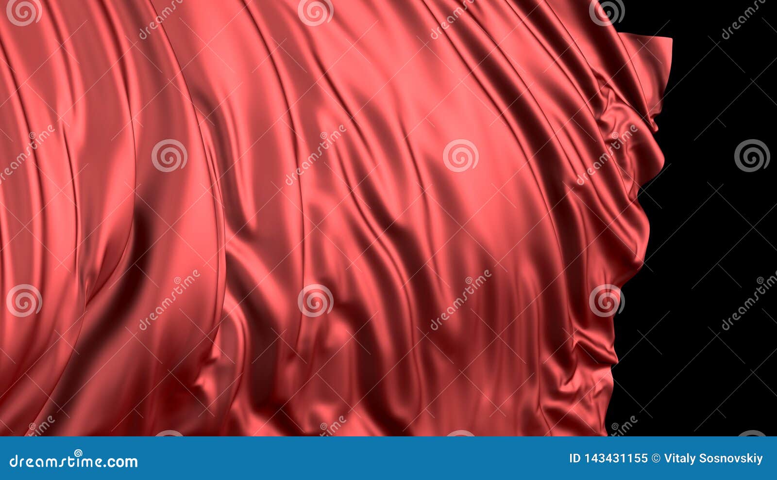 3D Rendering of Red Silk. the Fabric Develops Smoothly in the Wind ...