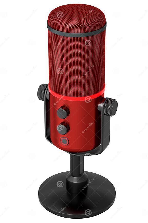 3D Rendering of Red Studio Condenser Microphone Isolated on White ...
