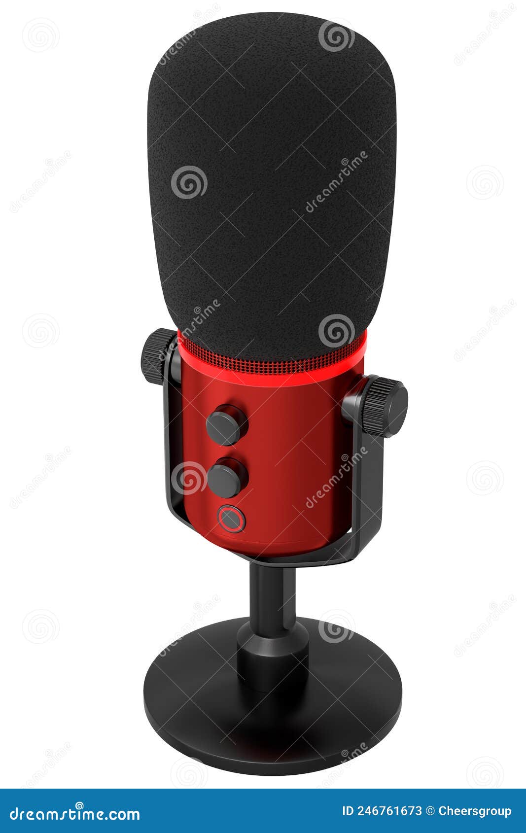 3D Rendering of Red Studio Condenser Microphone Isolated on White ...