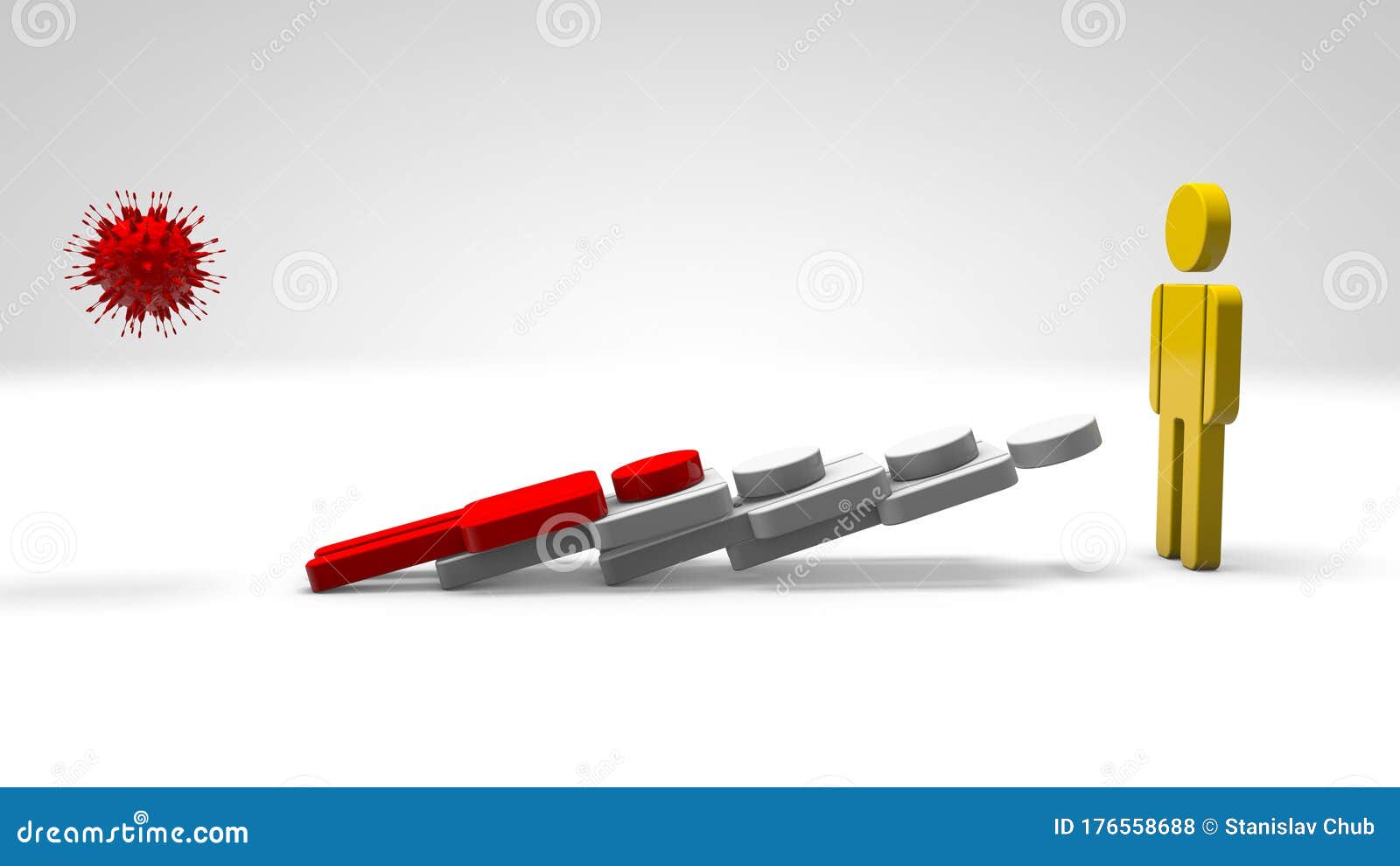 3D Rendering of a Red Virus and a Number of Human Figures. the Virus ...