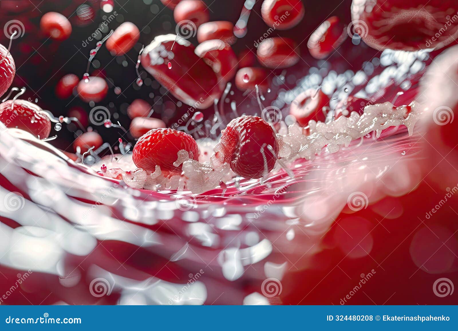 3d Rendering of Red and White Cells Flowing in the Human Veins Stock ...