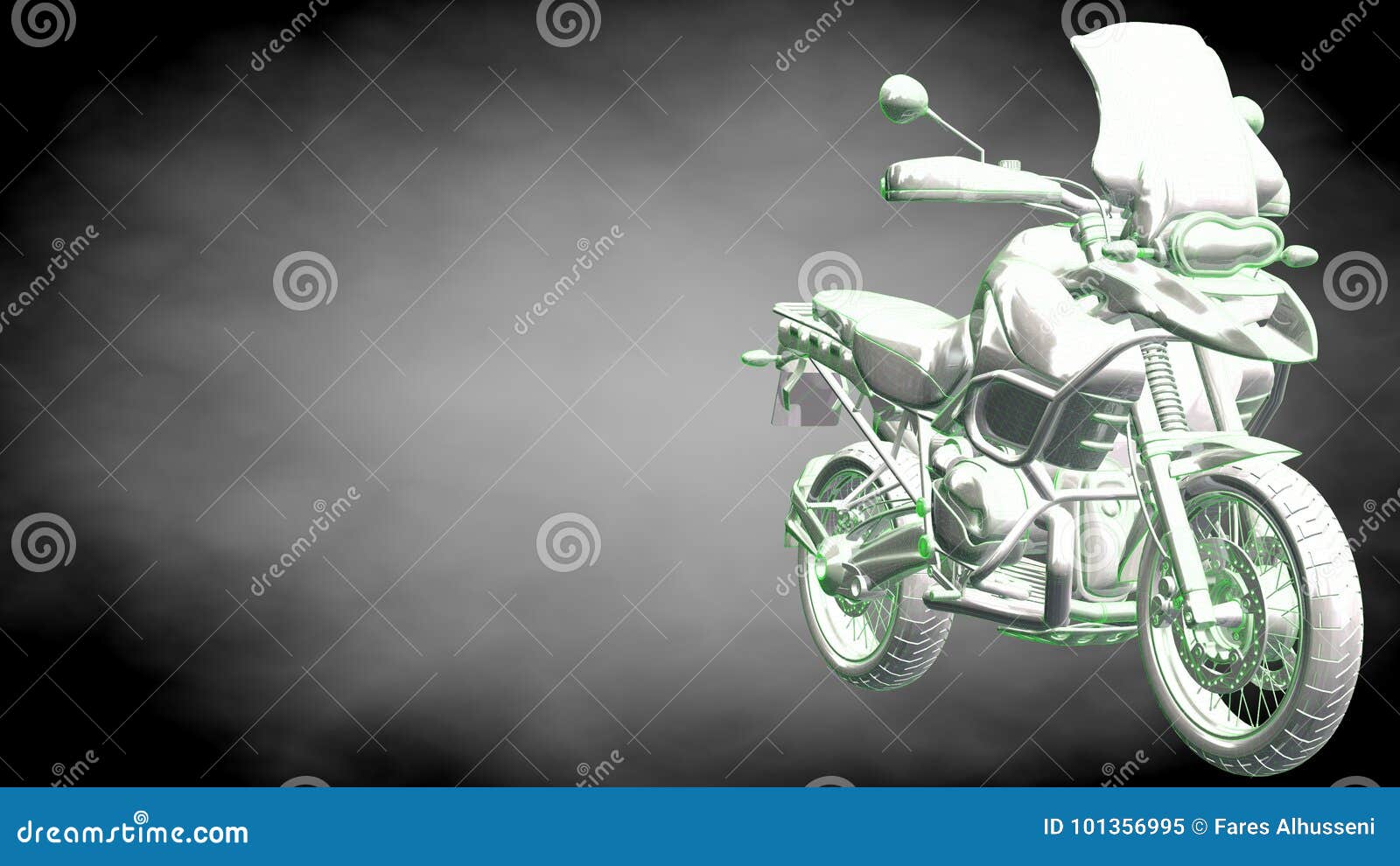 3d Rendering of a Reflective Motor with Green Outlined Lines As Stock ...