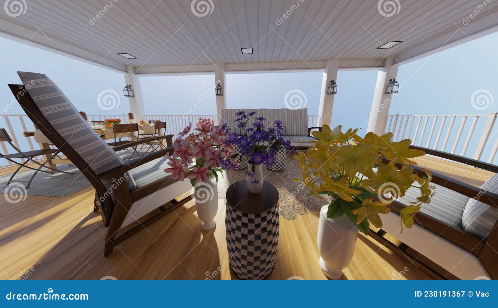 3D Rendering Autumn Porch stock illustration. Illustration of ...