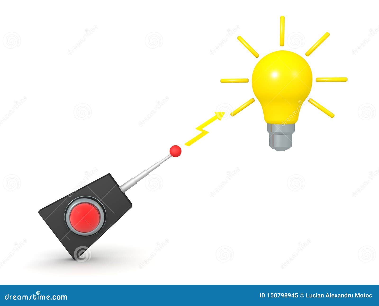 3D Rendering of Remote Control Powering an Idea Lightbulb Stock ...