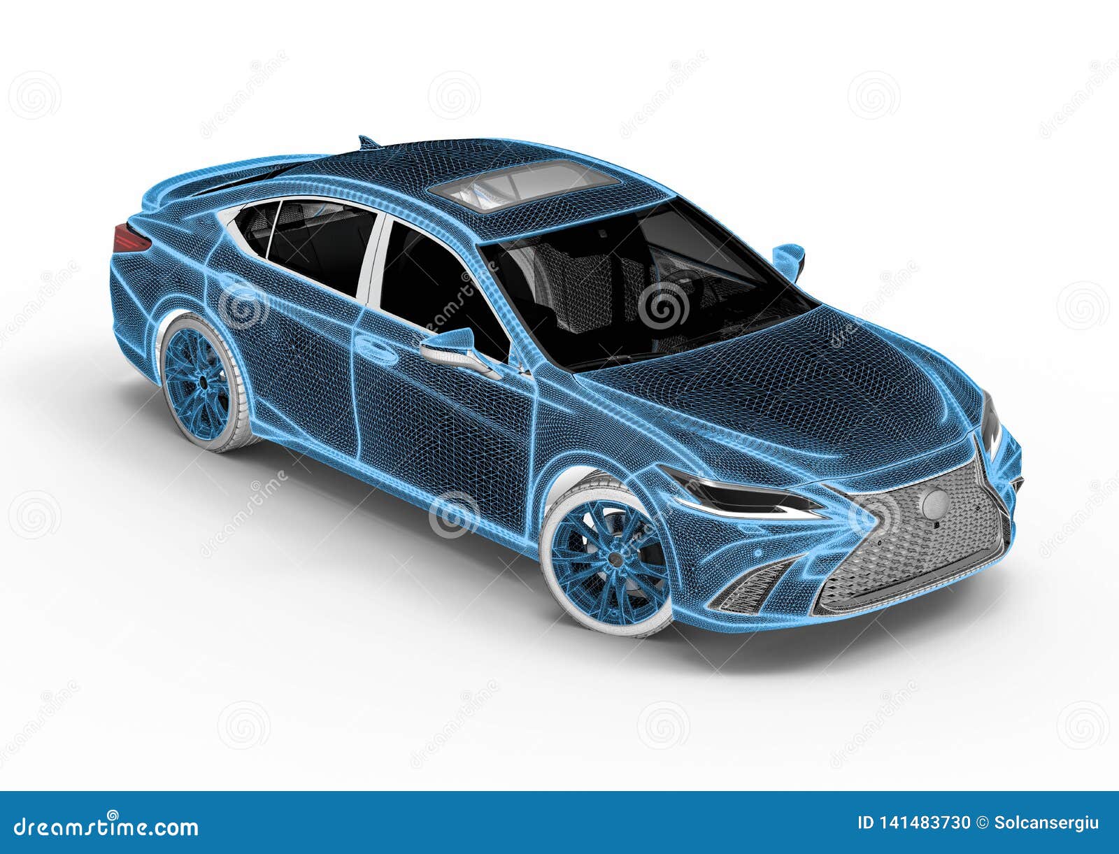 3D Rendering Representing an X-ray of a Car Stock Illustration ...