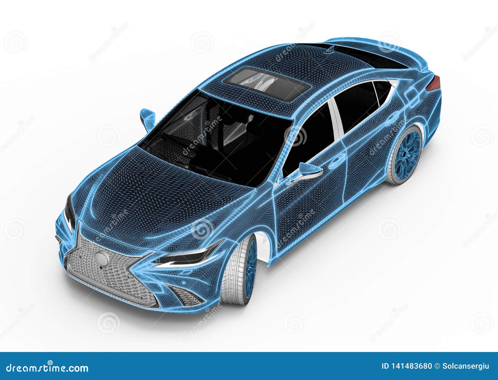 3D Rendering Representing an X-ray of a Car Stock Illustration ...