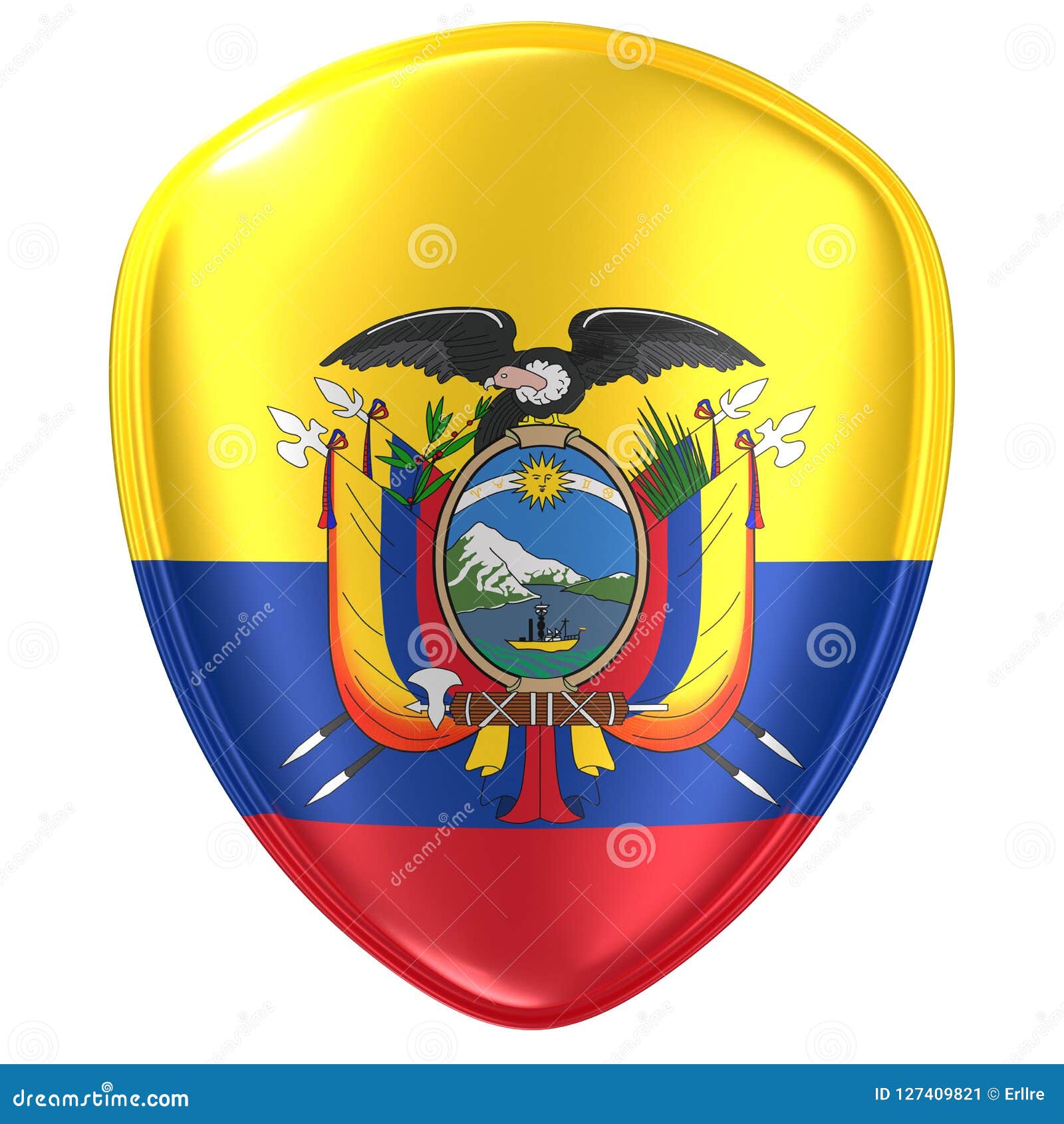 3d Rendering Of A Republic Of Ecuador Flag Icon. Stock Illustration ...