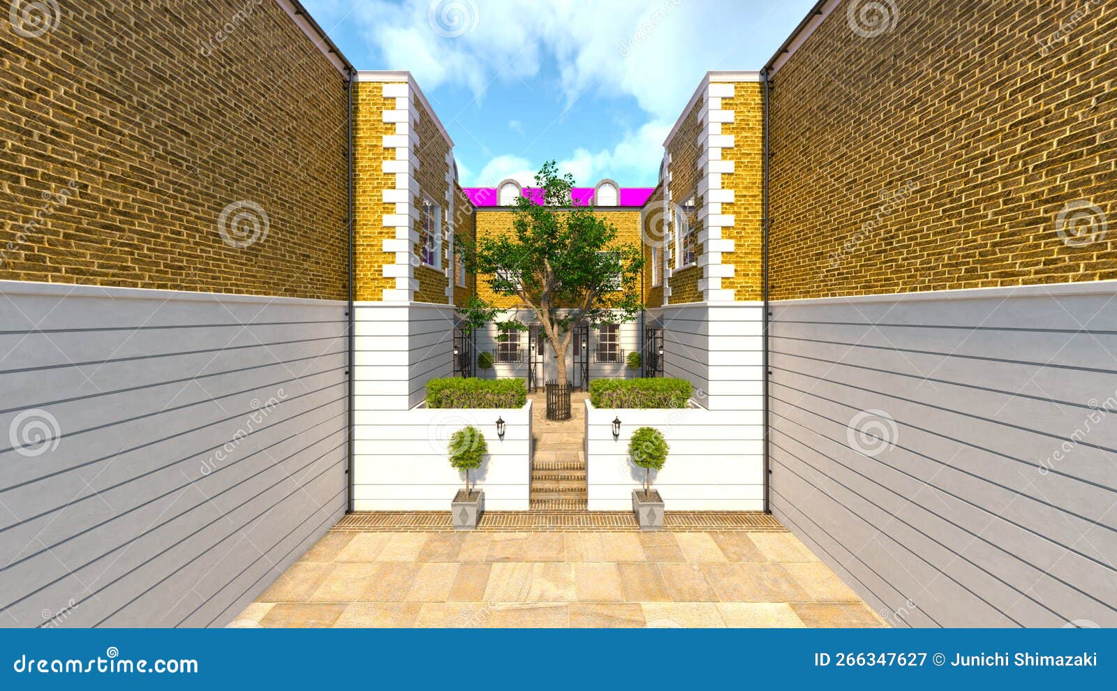 3D Rendering of the Residential Courtyard Stock Illustration ...