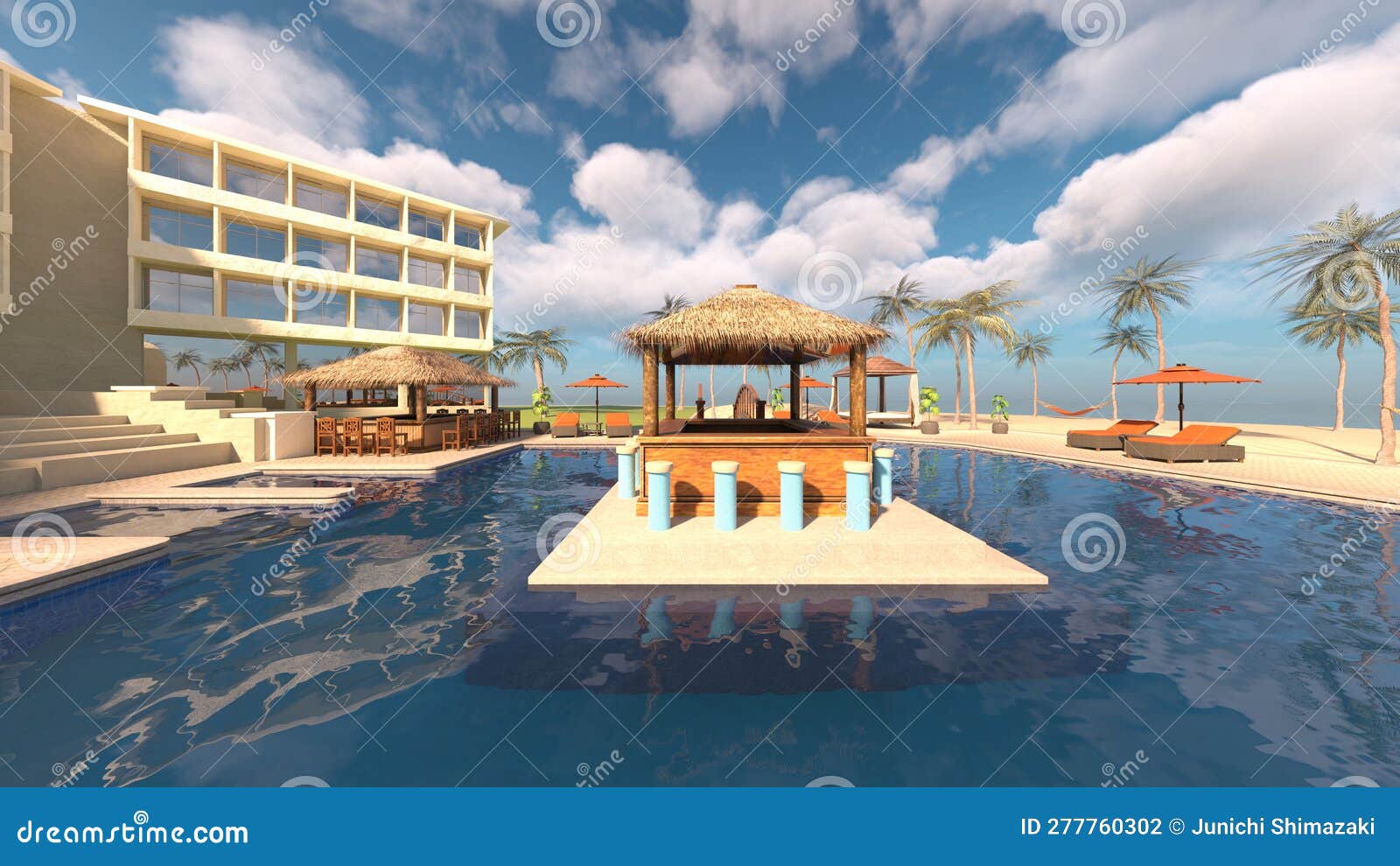 3D Rendering of the Resort Hotel Stock Illustration - Illustration of ...