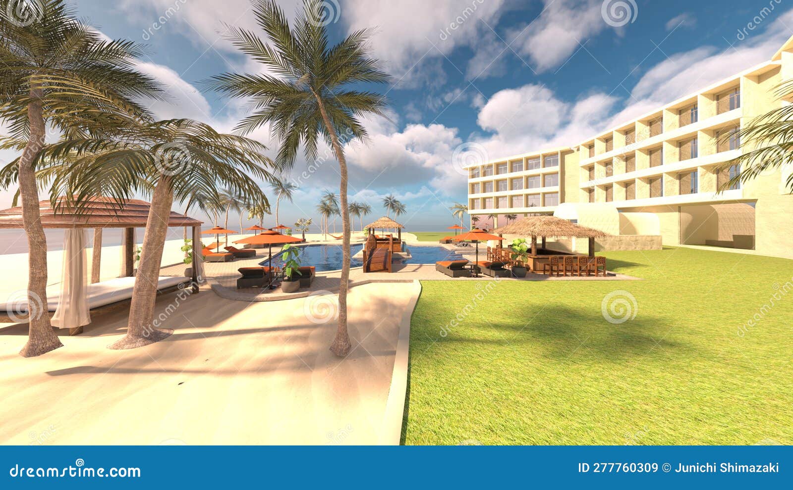 3D Rendering of the Resort Hotel Stock Illustration - Illustration of ...