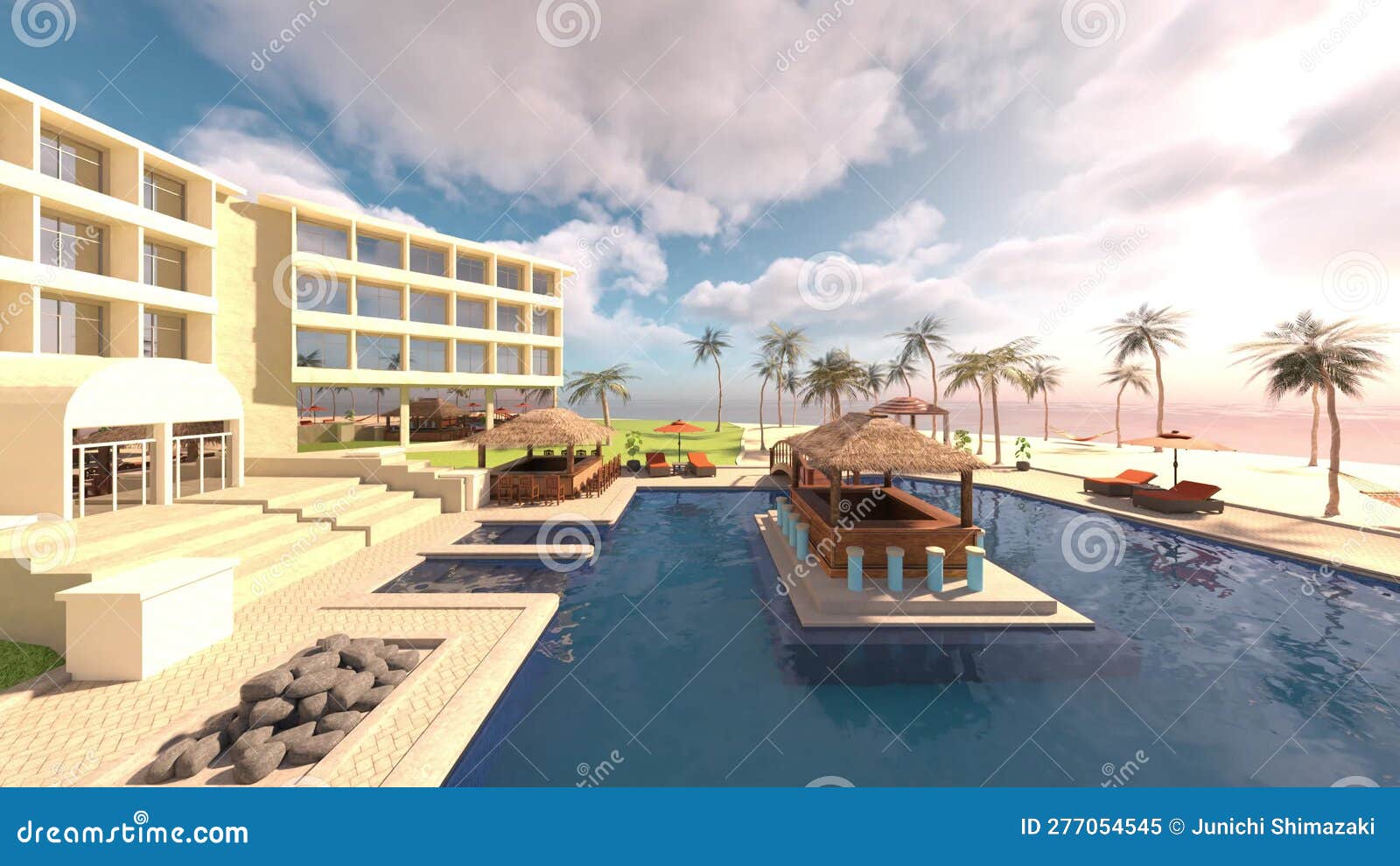 3D Rendering of the Resort Hotel Stock Video - Video of relax, beach ...