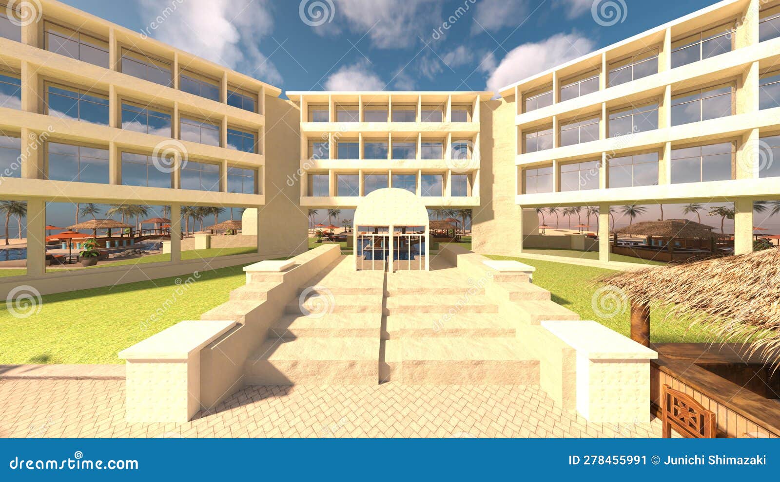 3D Rendering of the Resort Hotel Stock Illustration - Illustration of ...