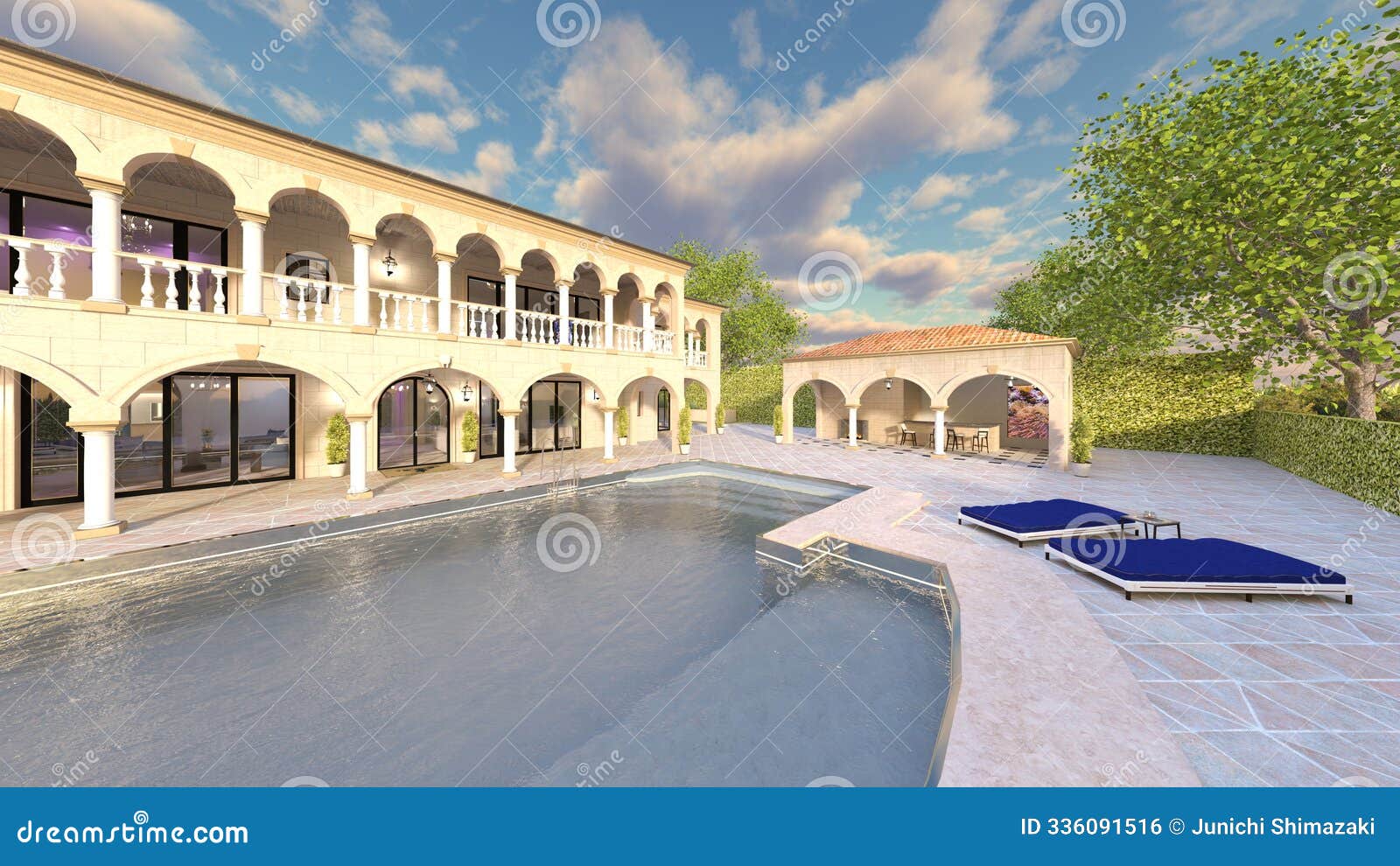 3D Rendering of the Resort Hotel Stock Illustration - Illustration of ...
