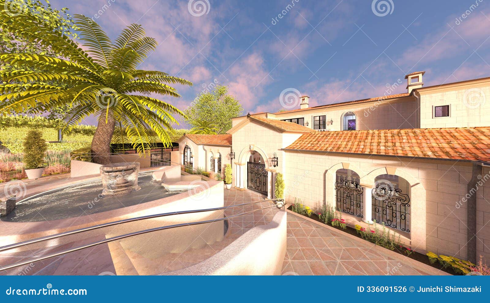 3D Rendering of the Resort Hotel Stock Illustration - Illustration of ...