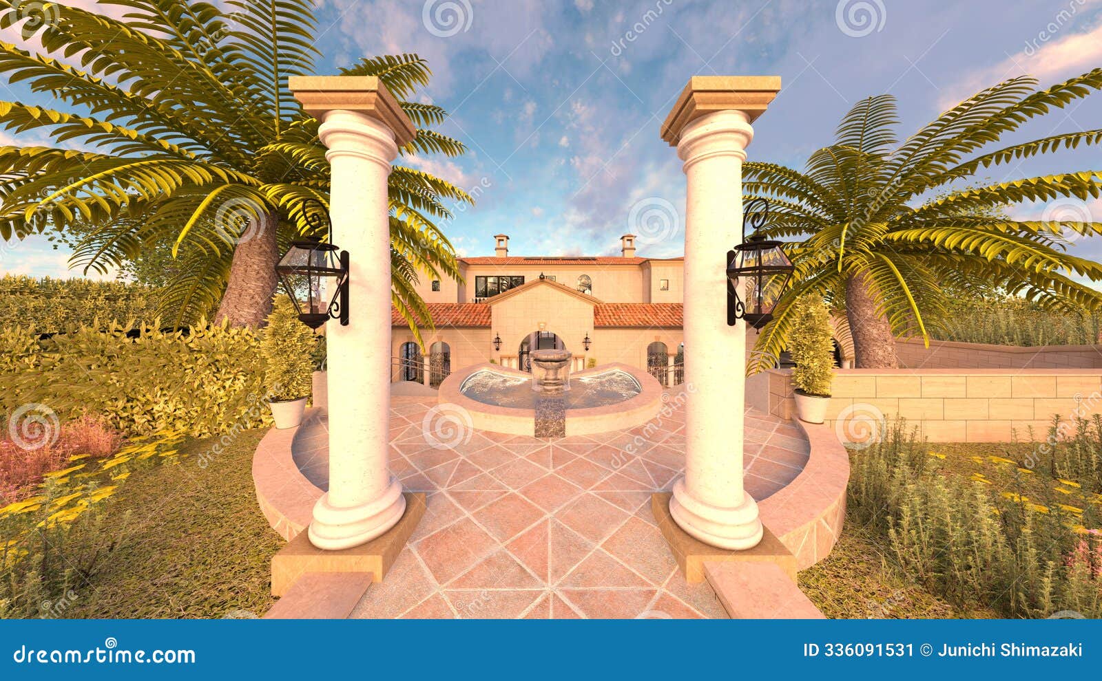 3D Rendering of the Resort Hotel Stock Illustration - Illustration of ...