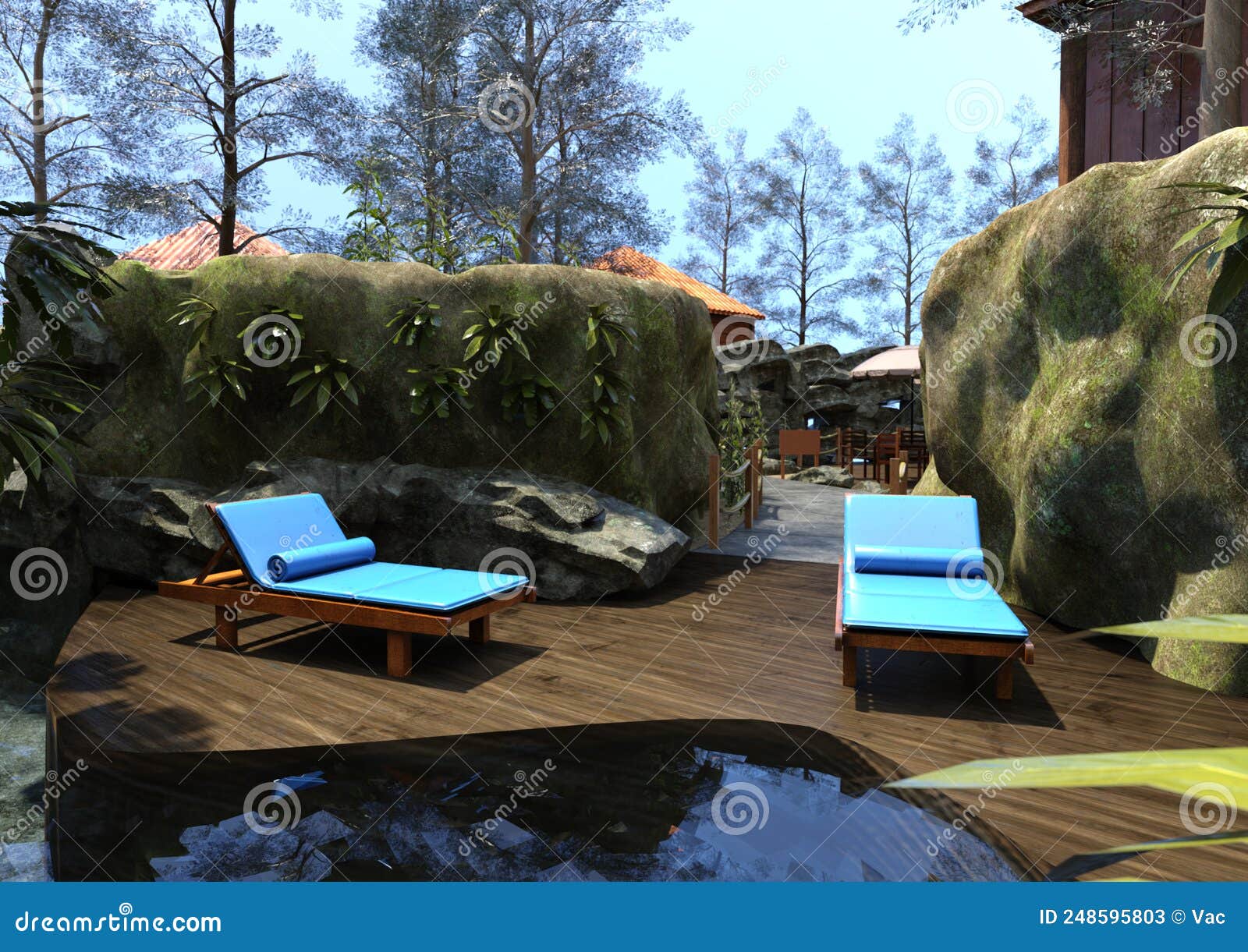 3D Rendering Resort Hotel stock illustration. Illustration of outdoor ...