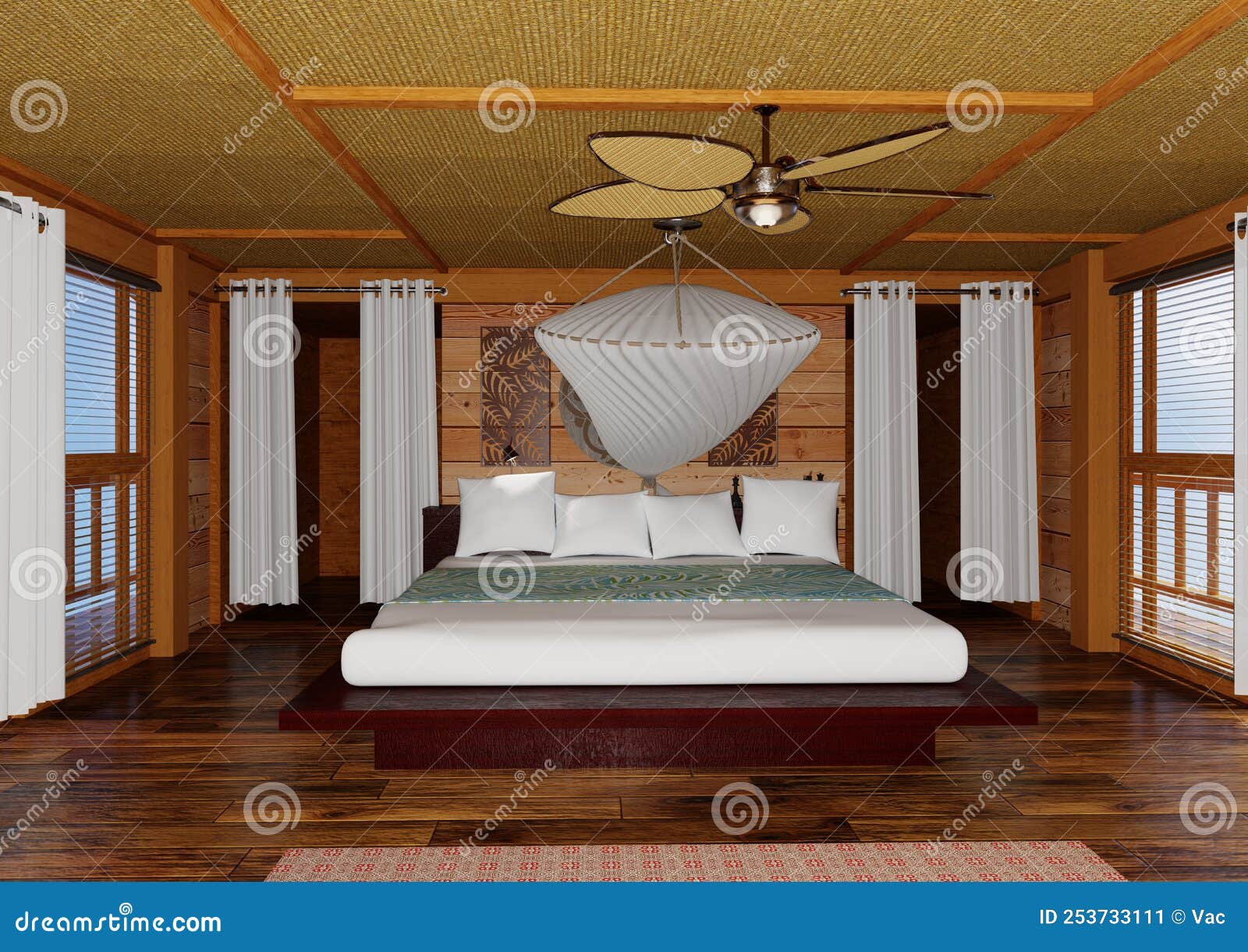 3D Rendering Resort Room stock illustration. Illustration of relax ...
