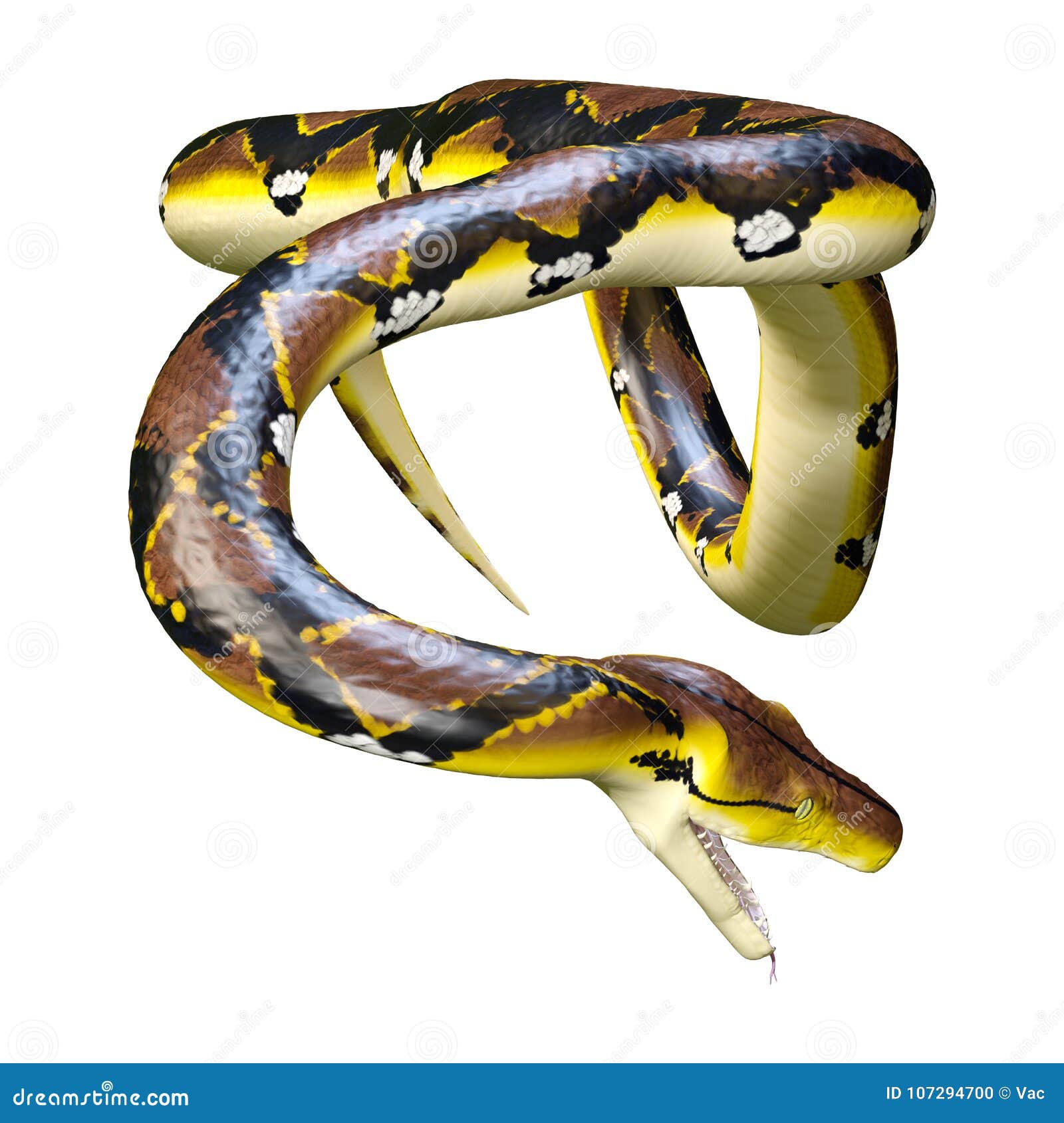 3D Rendering Reticulated Python on White Stock Illustration ...