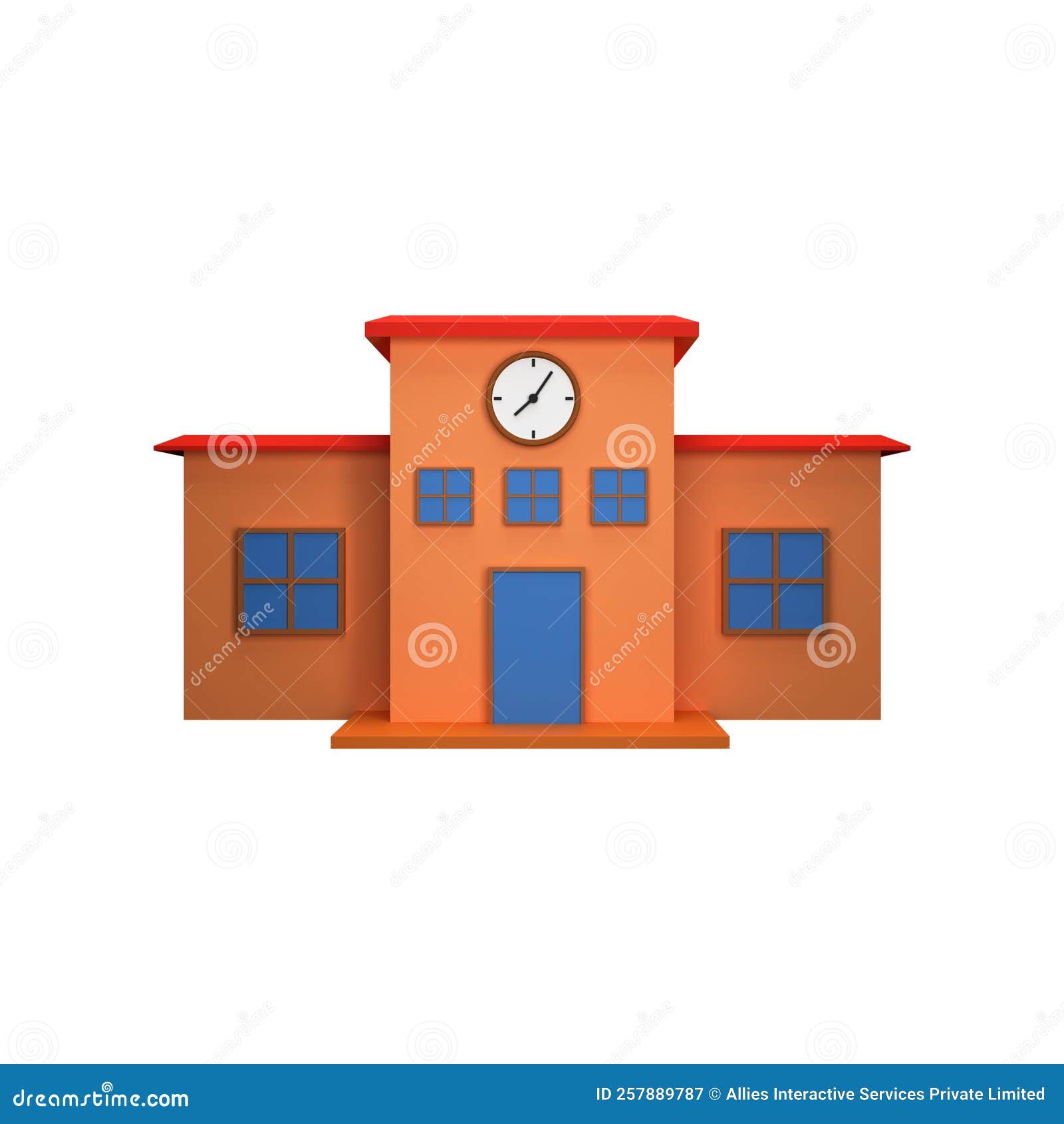 3D Rendering Retro Educational Building Icon in Orange Stock ...