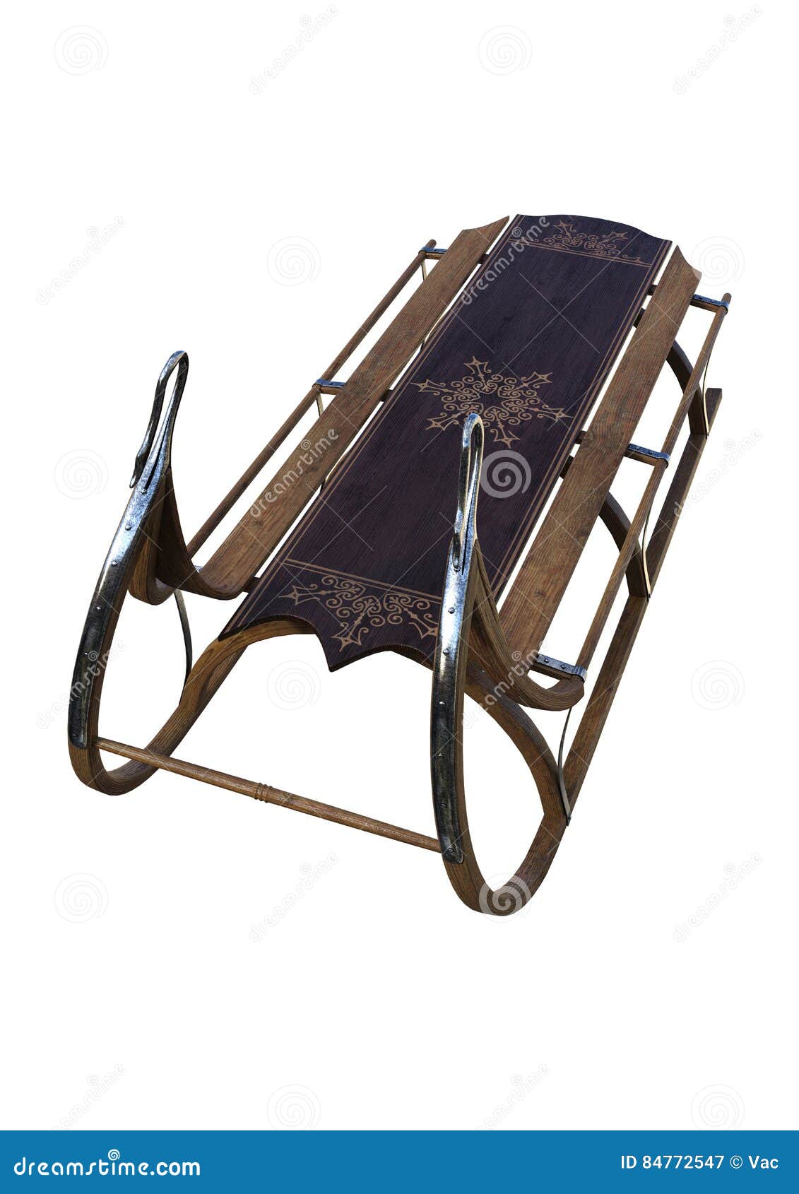 3D Rendering Retro Sled on White Stock Image - Image of background ...