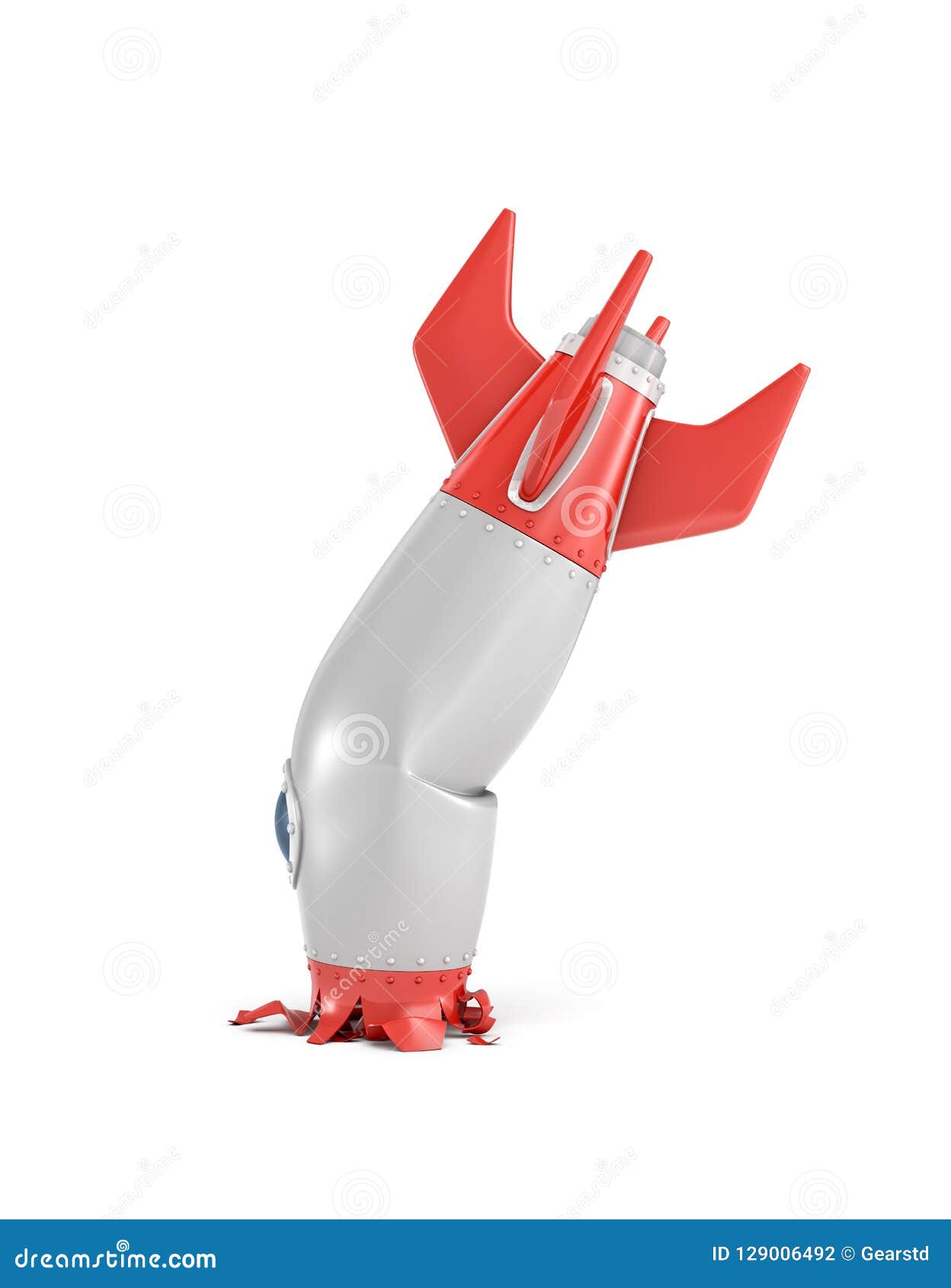 3d Rendering of a Retro Space Rocket Broken after Unsuccessful Landing ...