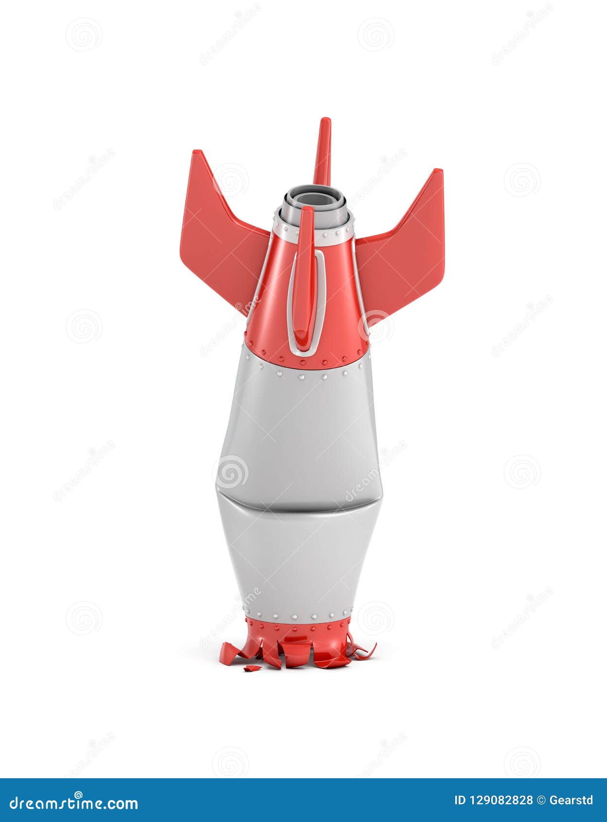 3d Rendering of a Retro Space Rocket Broken after Unsuccessful Landing ...