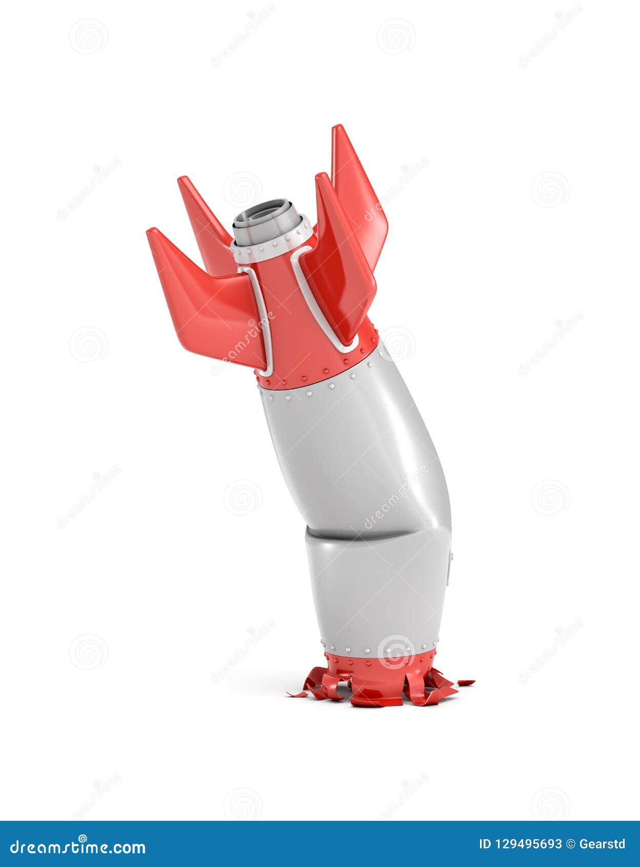 3d Rendering of a Retro Space Rocket Broken after Unsuccessful Landing ...