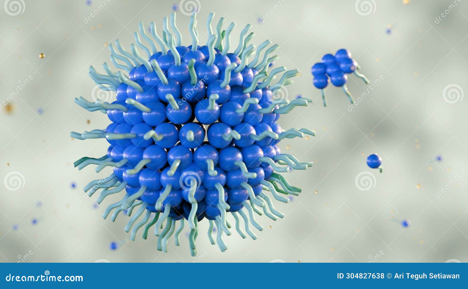 3d Rendering of Reverse Micelles Molecules Formation Stock Illustration ...