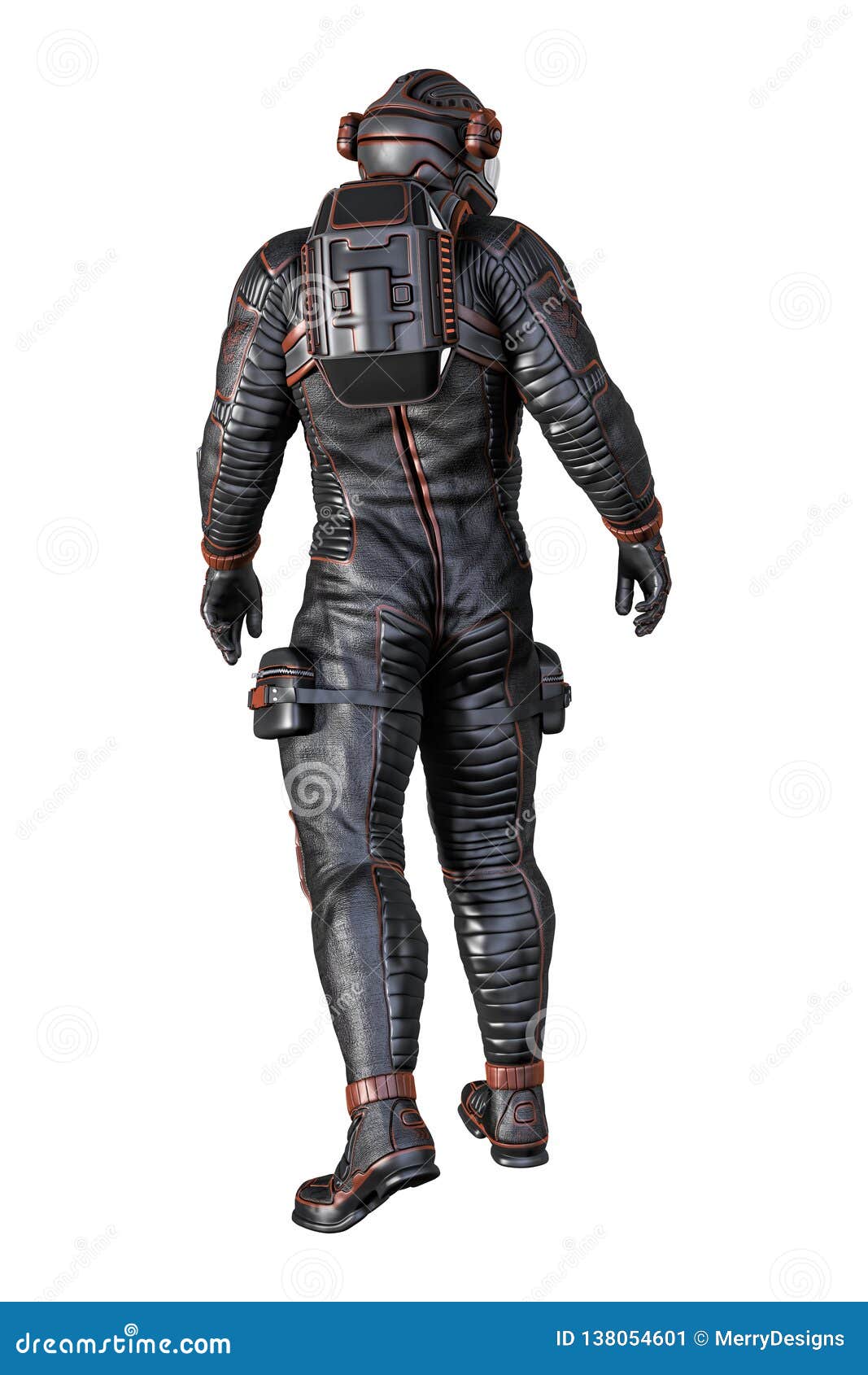 Rear View of Astronaut Isolated Stock Image - Illustration of ...
