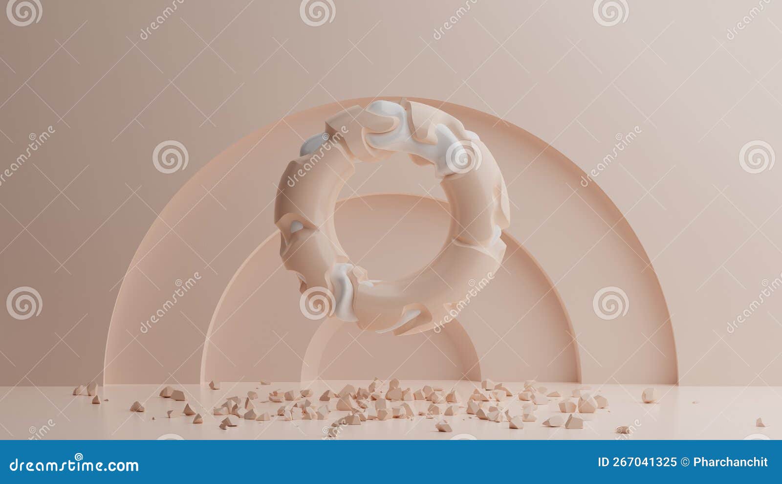 3d Rendering of a Ring in Pastel Colors on a White Background Stock ...