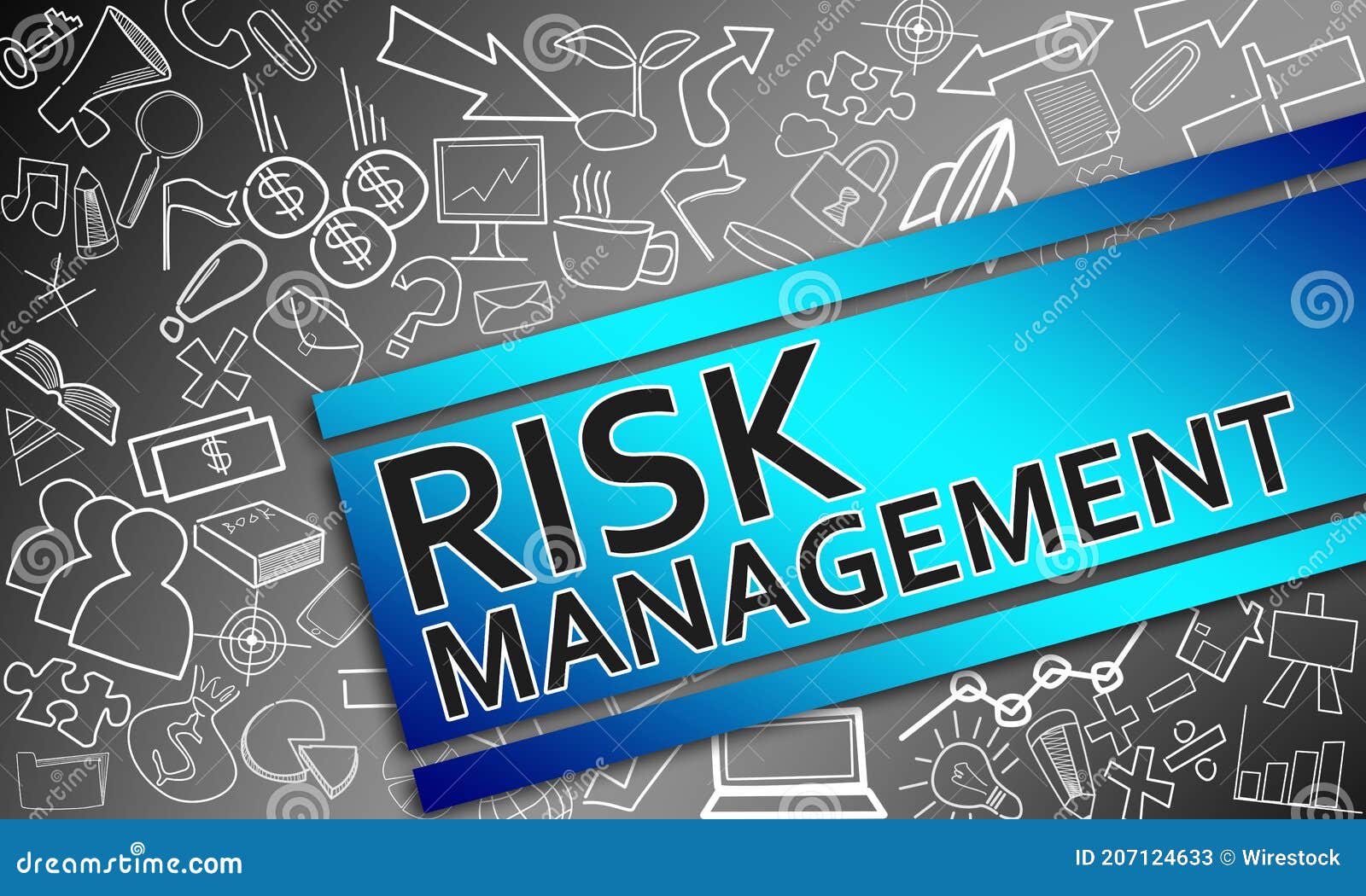 3D Rendering of a Risk Management Concept with Creative Icon Drawings ...