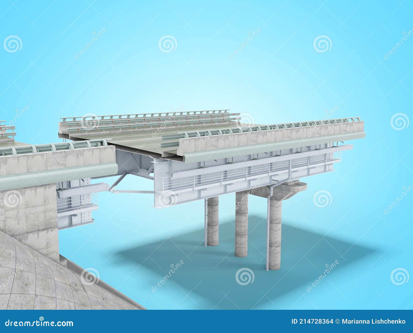 3d Rendering Road Construction on Blue Background with Shadow Stock ...