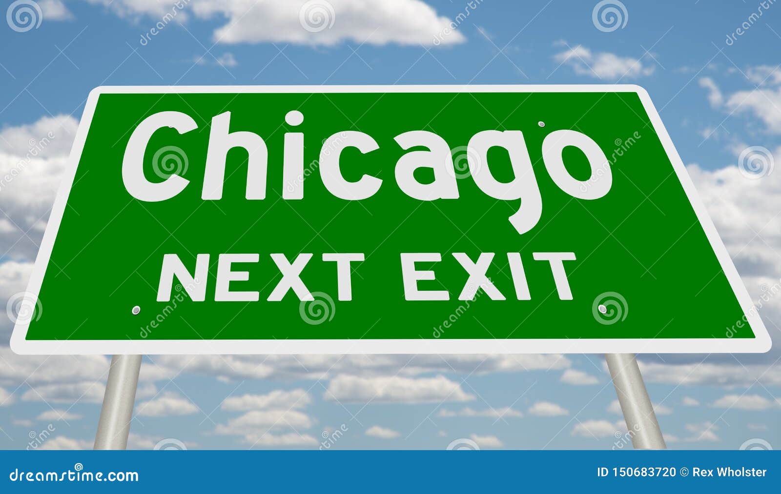 Green Highway Sign for Chicago Next Exit Stock Illustration ...
