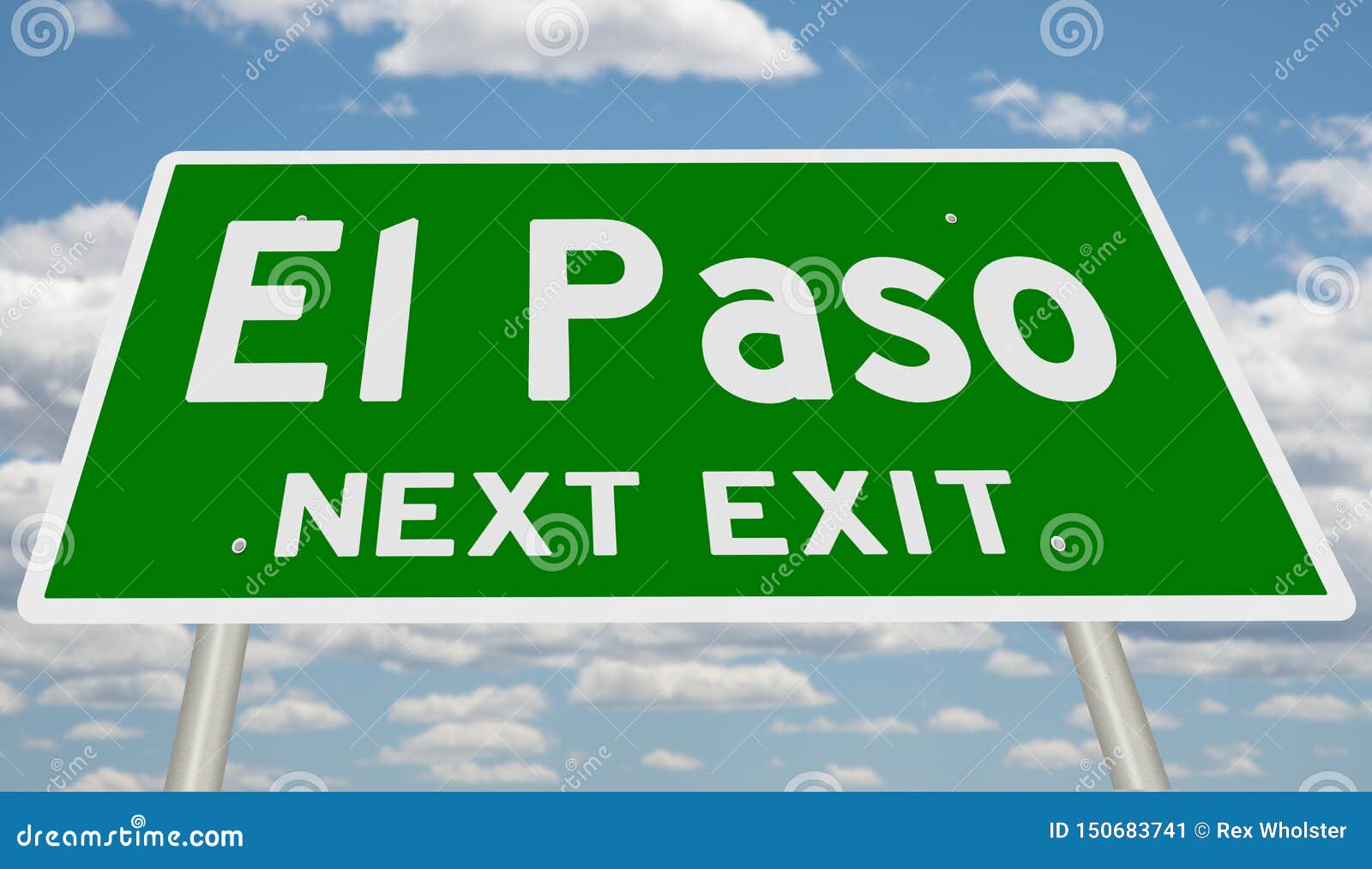 Green Highway Sign for El Paso Next Exit Stock Illustration ...