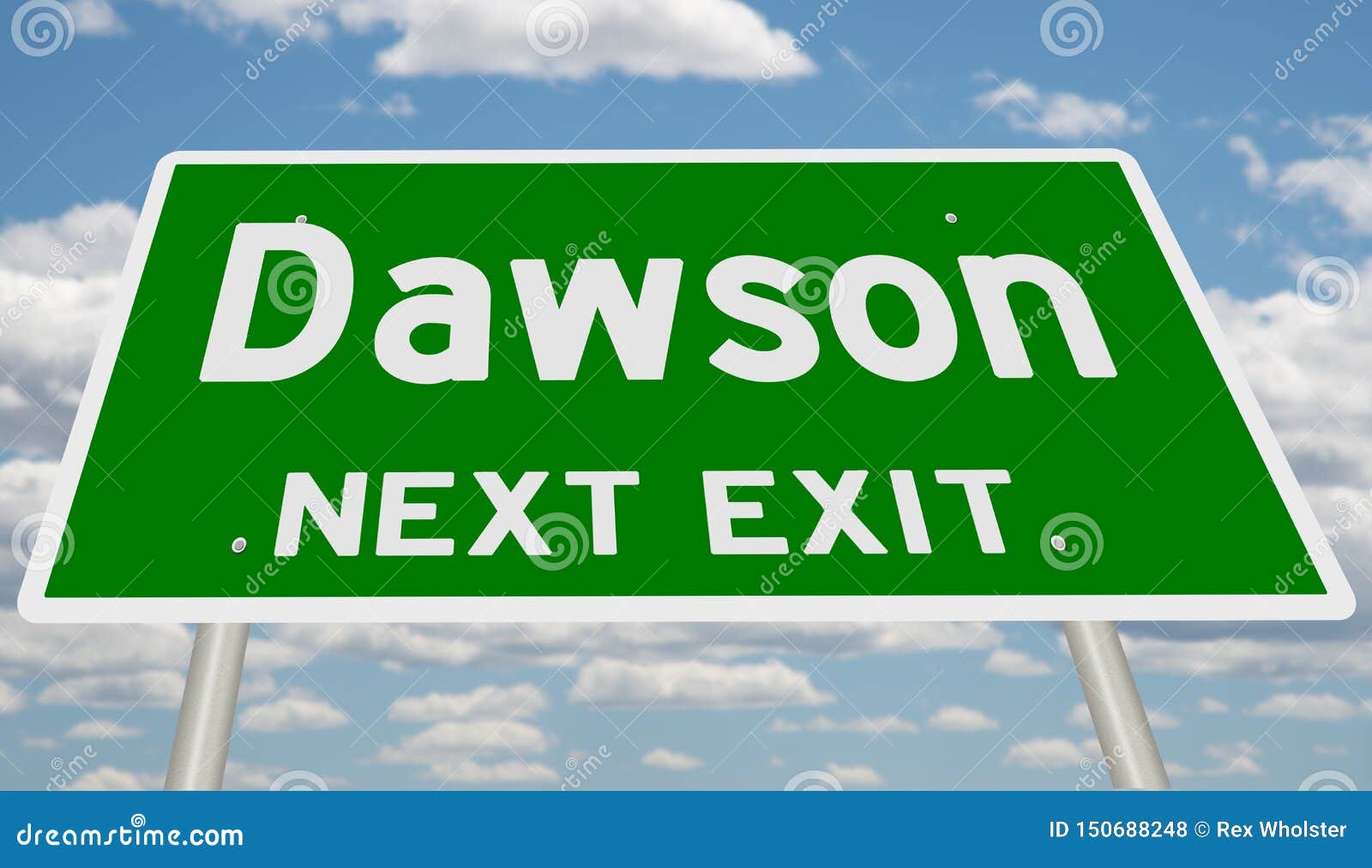 Green Highway Sign for Dawson Next Exit Stock Illustration ...