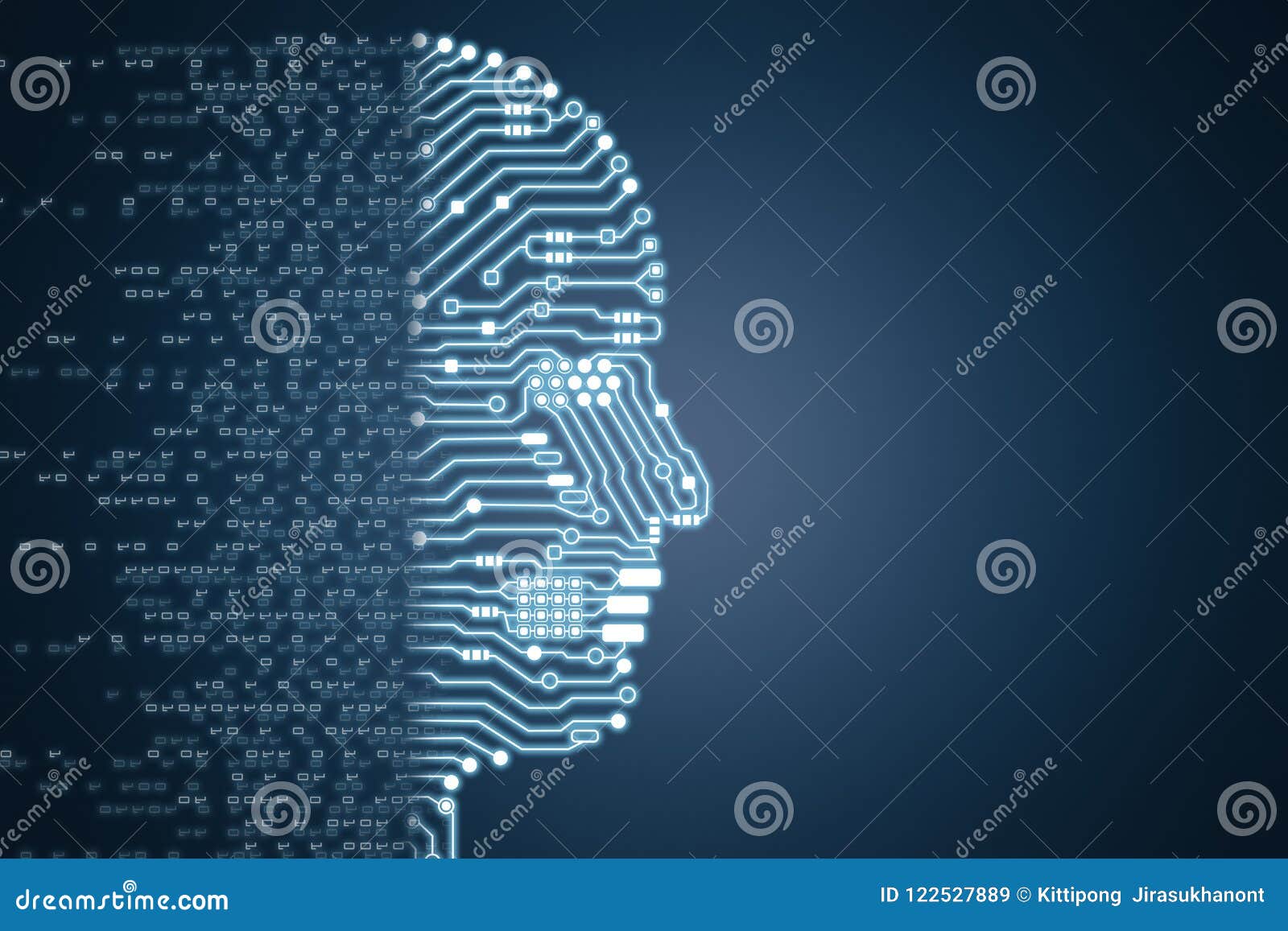 Robot with circuit brain stock image. Image of connect - 122527889