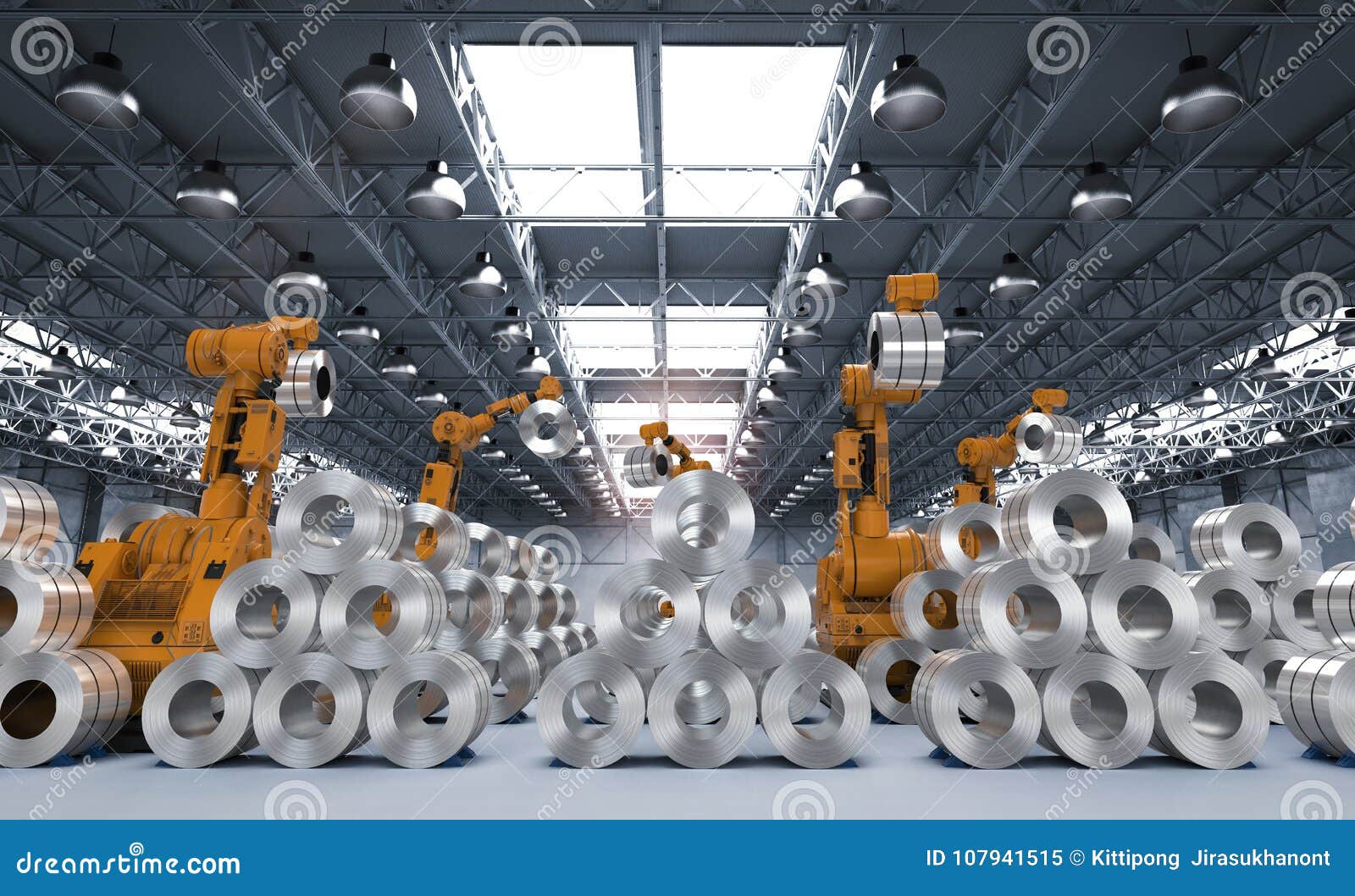 Robot with roll steel stock illustration. Illustration of industrial ...