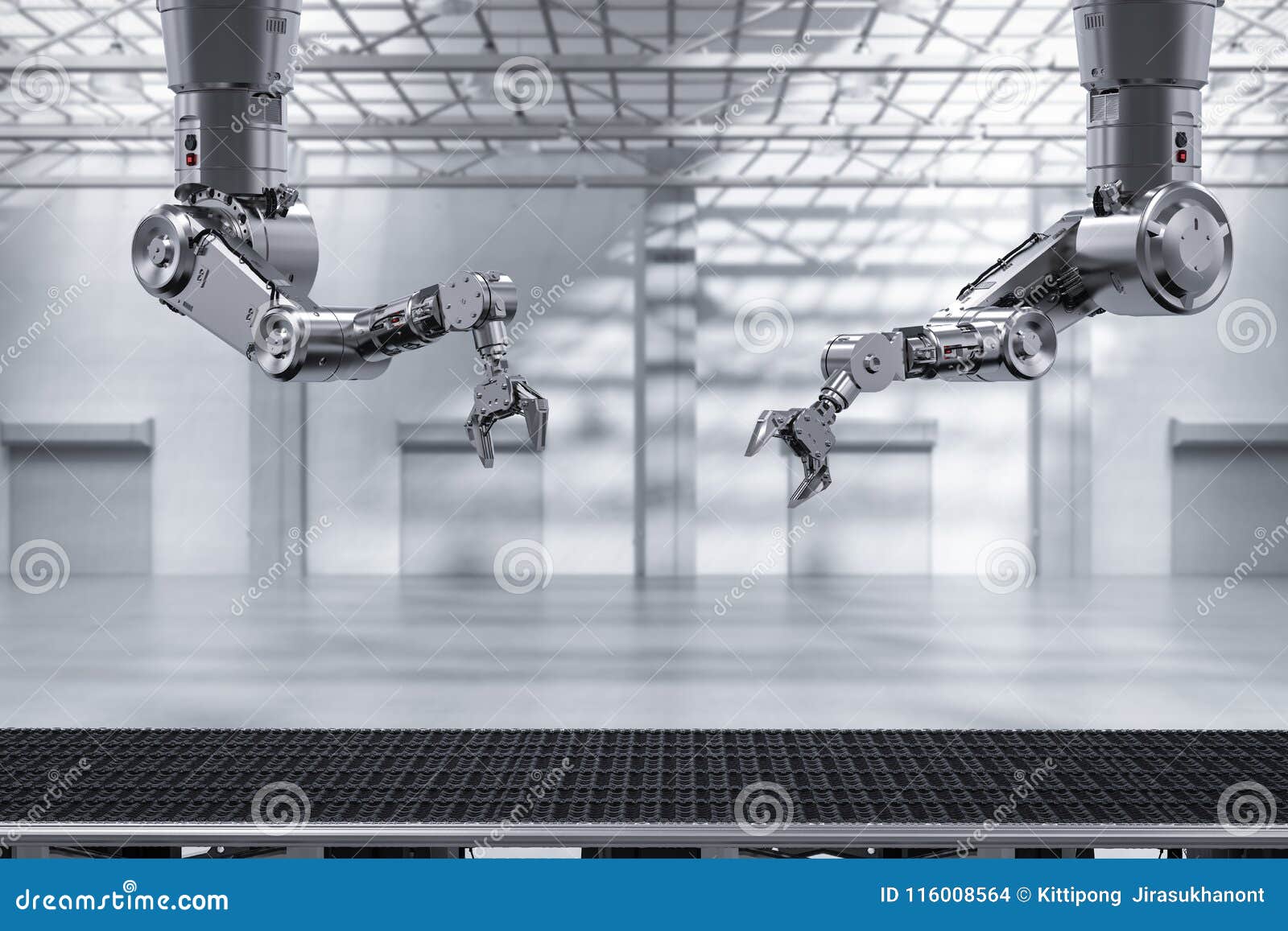 Robot Arm with Conveyor Line Stock Illustration - Illustration of ...
