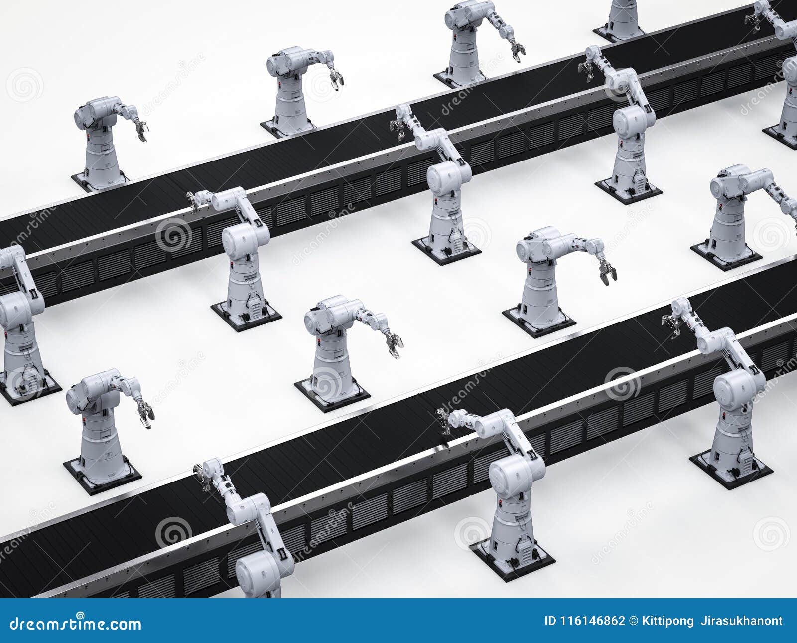 Robot Arm with Conveyor Line Stock Illustration - Illustration of ...