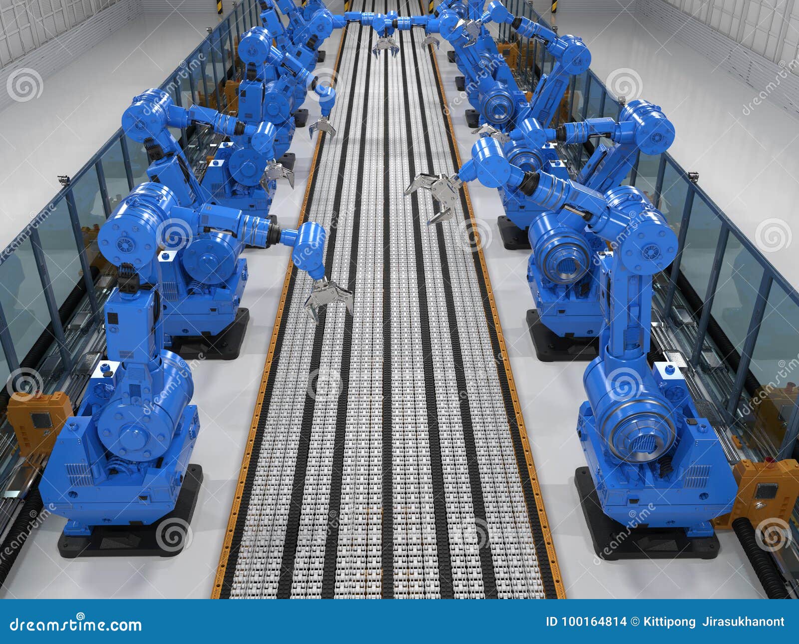 Robot Arms Weld Car Body Structures In A Modern Production Facility ...