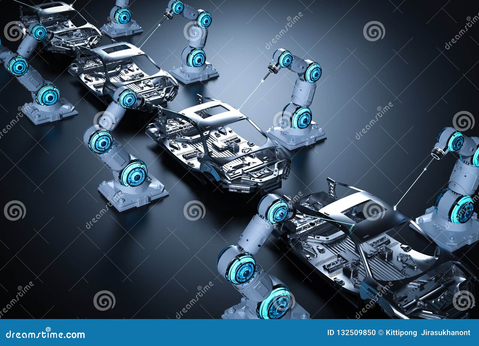 Robot assembly line stock illustration. Illustration of artificial ...