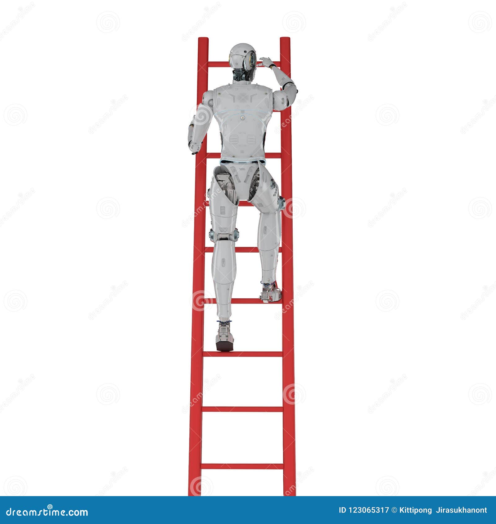 Robot climb ladder stock illustration. Illustration of reach - 123065317