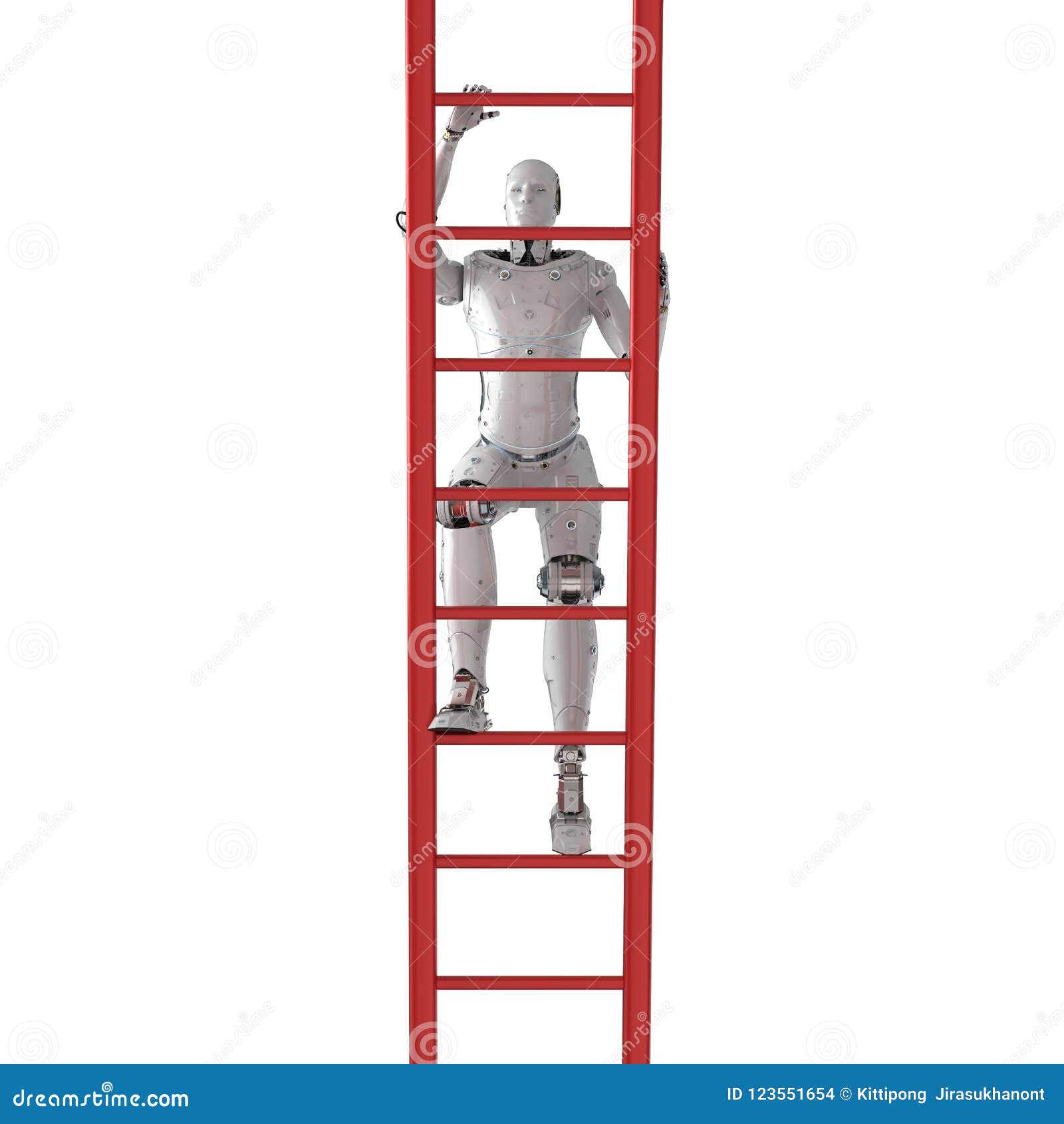 Robot climb ladder stock illustration. Illustration of reach - 123551654