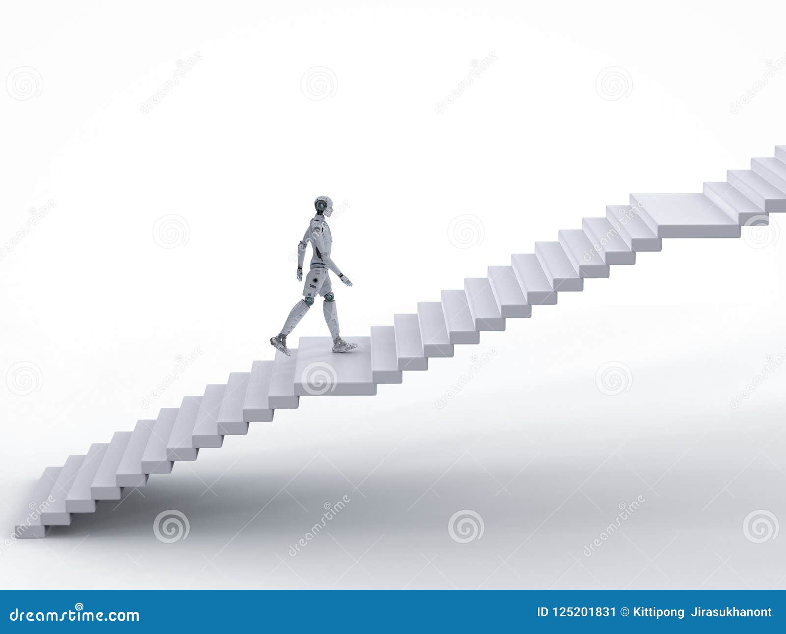 Robot walk up stairs stock illustration. Illustration of stepladder ...