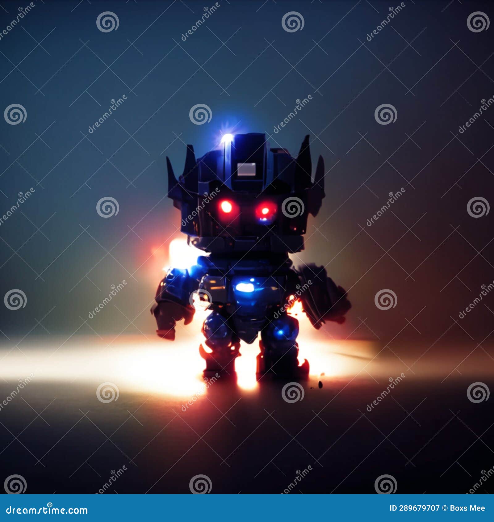 3D Rendering of a Robot in the Dark with a Blue Light AI Generated ...
