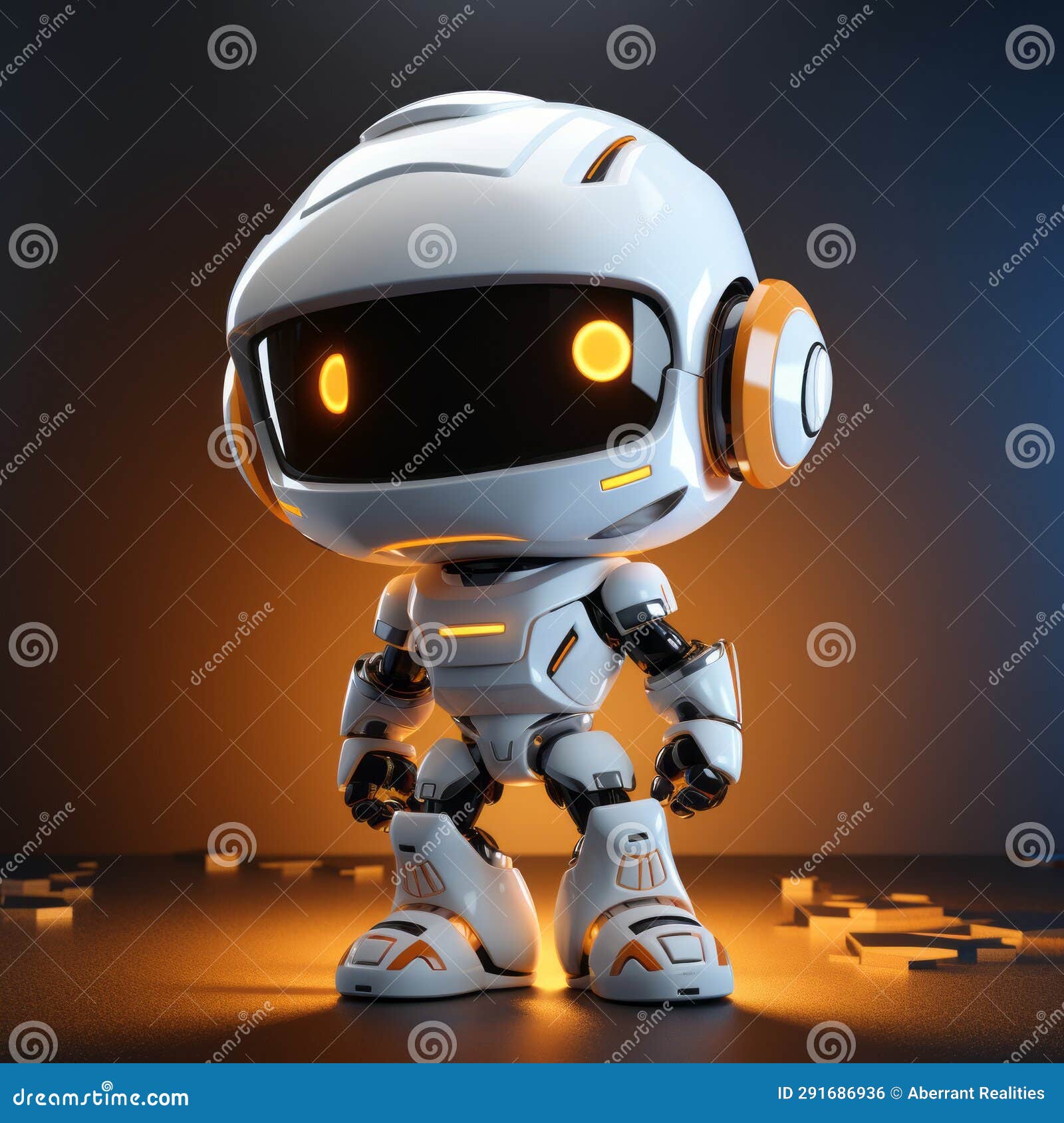 3d Rendering of a Robot with Glowing Eyes on a Dark Background Stock ...