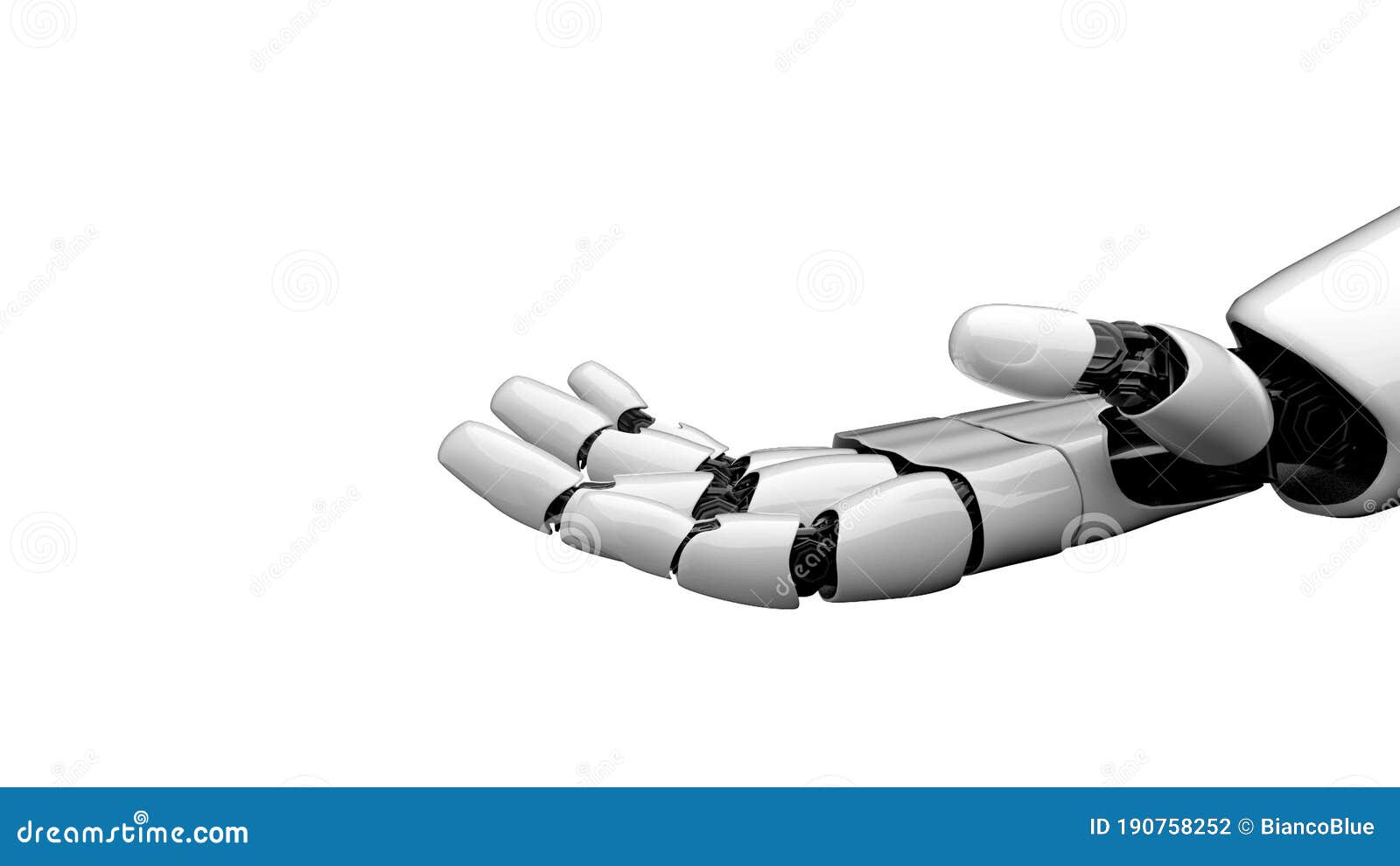 Robot Hand on White Background and Green Screen Generated by 3D ...